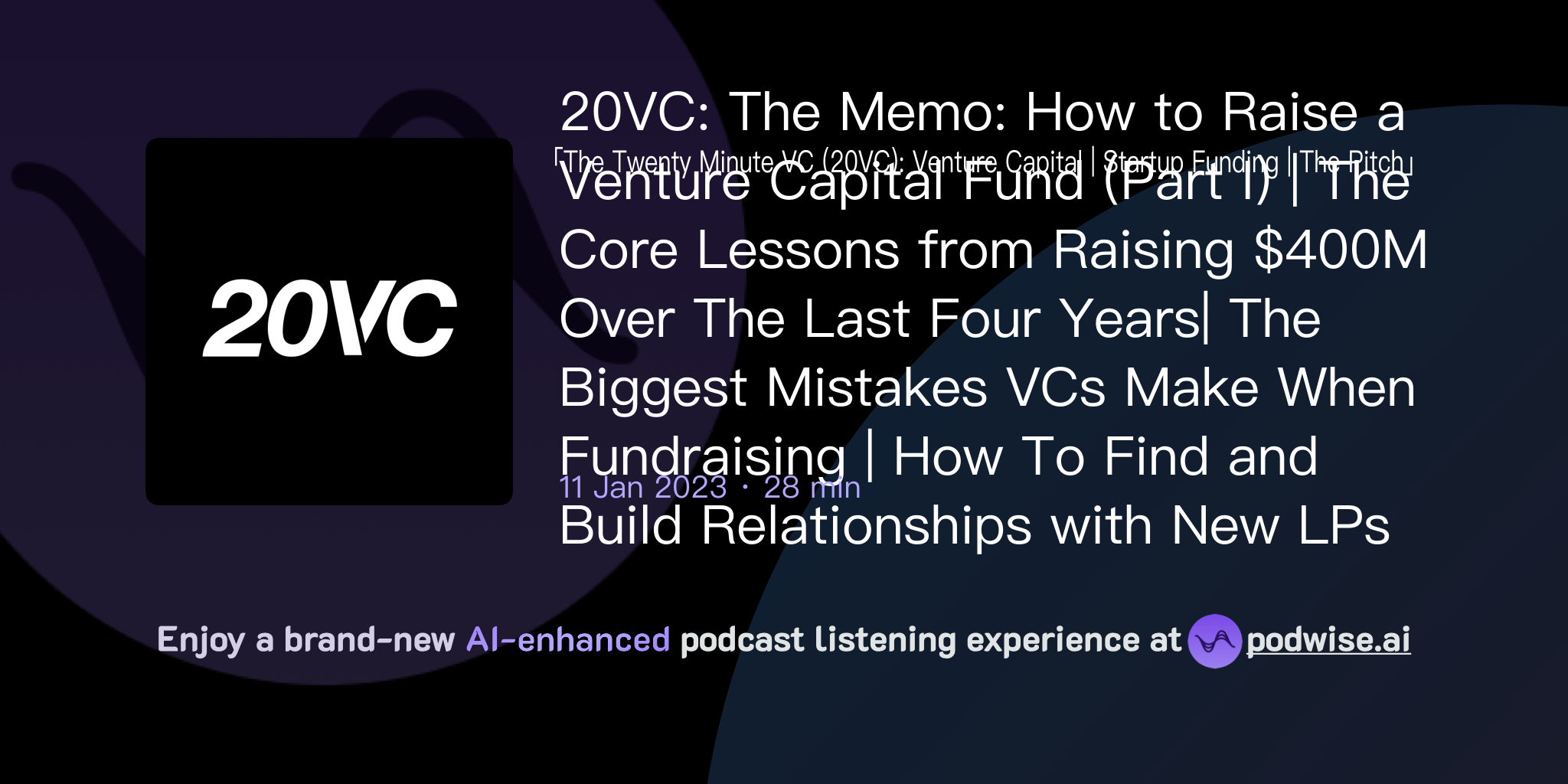 20VC: The Memo: How to Raise a Venture Capital Fund (Part I) | The Core ...