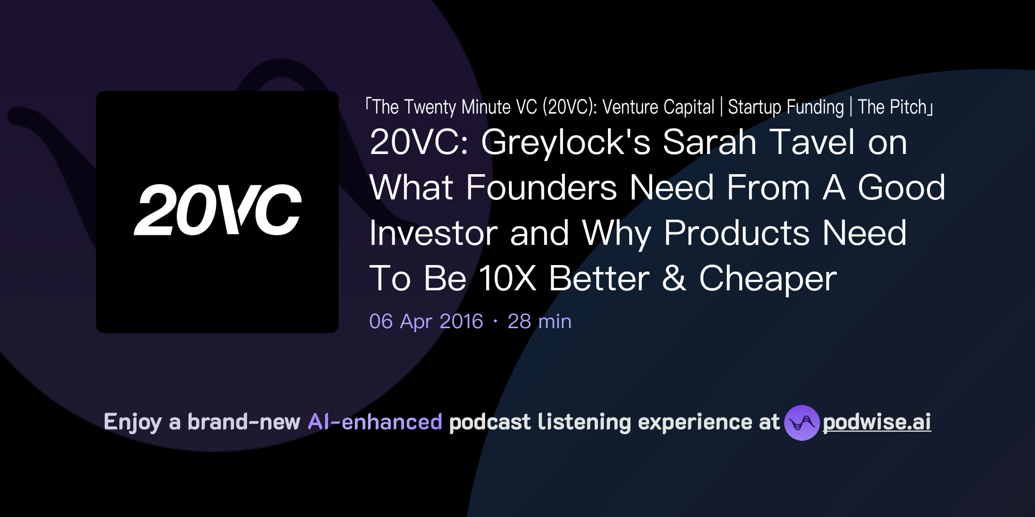 20VC: Greylock's Sarah Tavel on What Founders Need From A Good Investor ...
