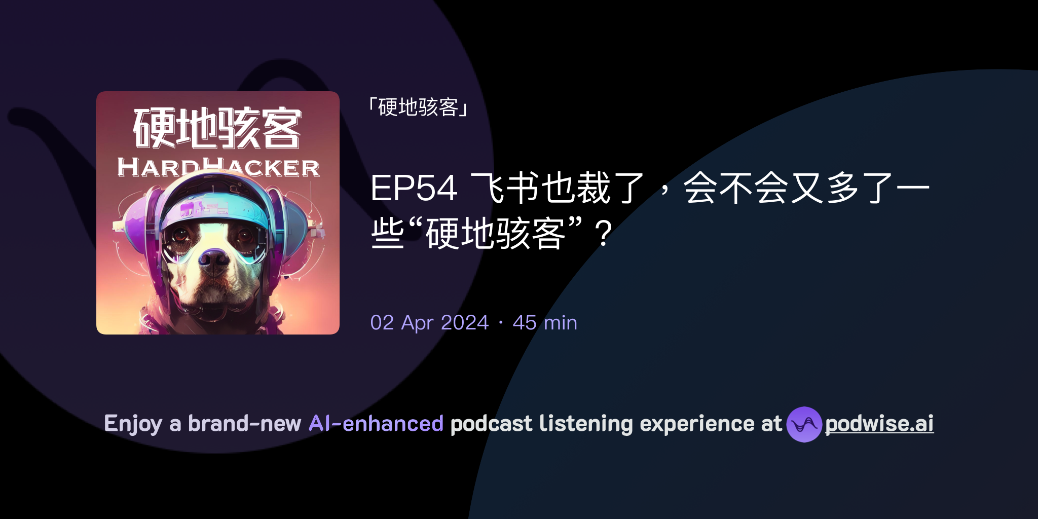 EP54 飞书也裁了，会不会又多了一些“硬地骇客”？ | 硬地骇客 | Podwise