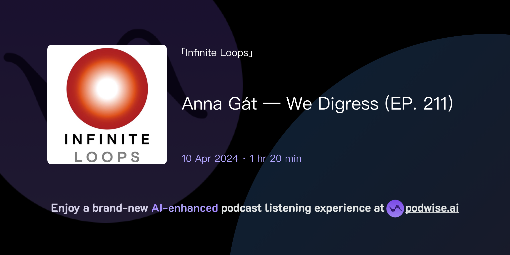 Anna Gát — We Digress (EP. 211) | Infinite Loops | Podwise