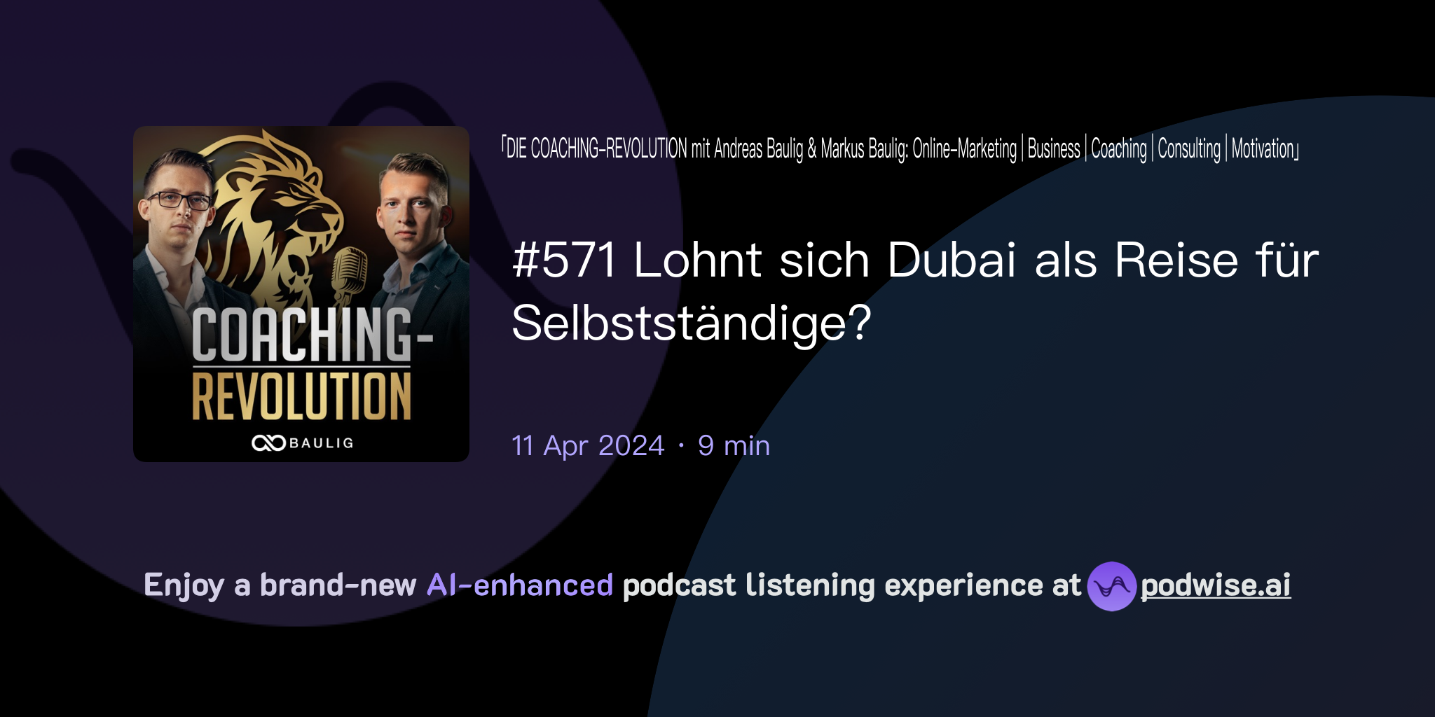 #571 Lohnt sich Dubai als Reise für Selbstständige? | DIE COACHING-REVOLUTION mit Andreas Baulig ...