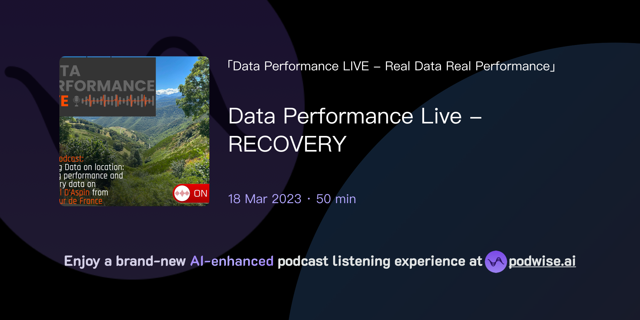 Data Performance Live - RECOVERY | Data Performance LIVE - Real Data Real Performance | Podwise
