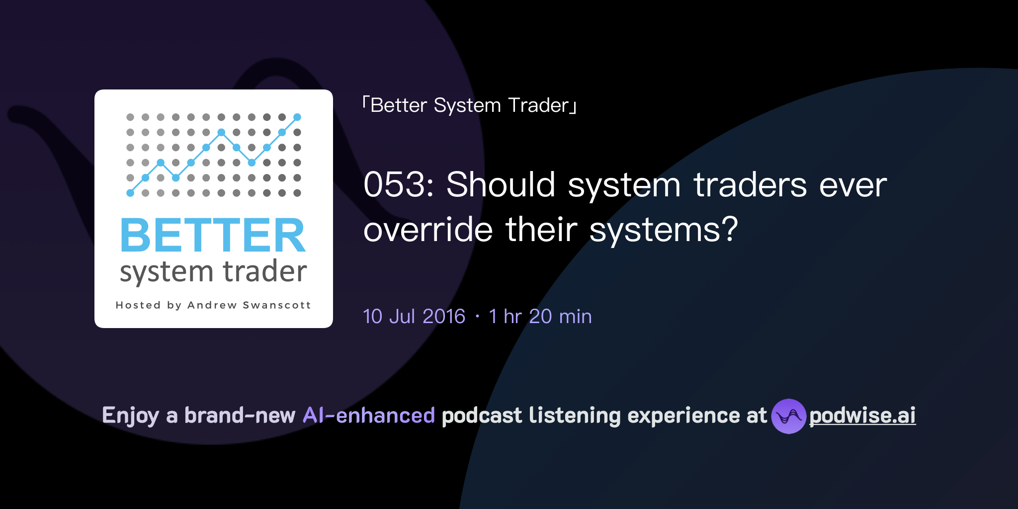 053: Should system traders ever override their systems? | Better System Trader | Podwise