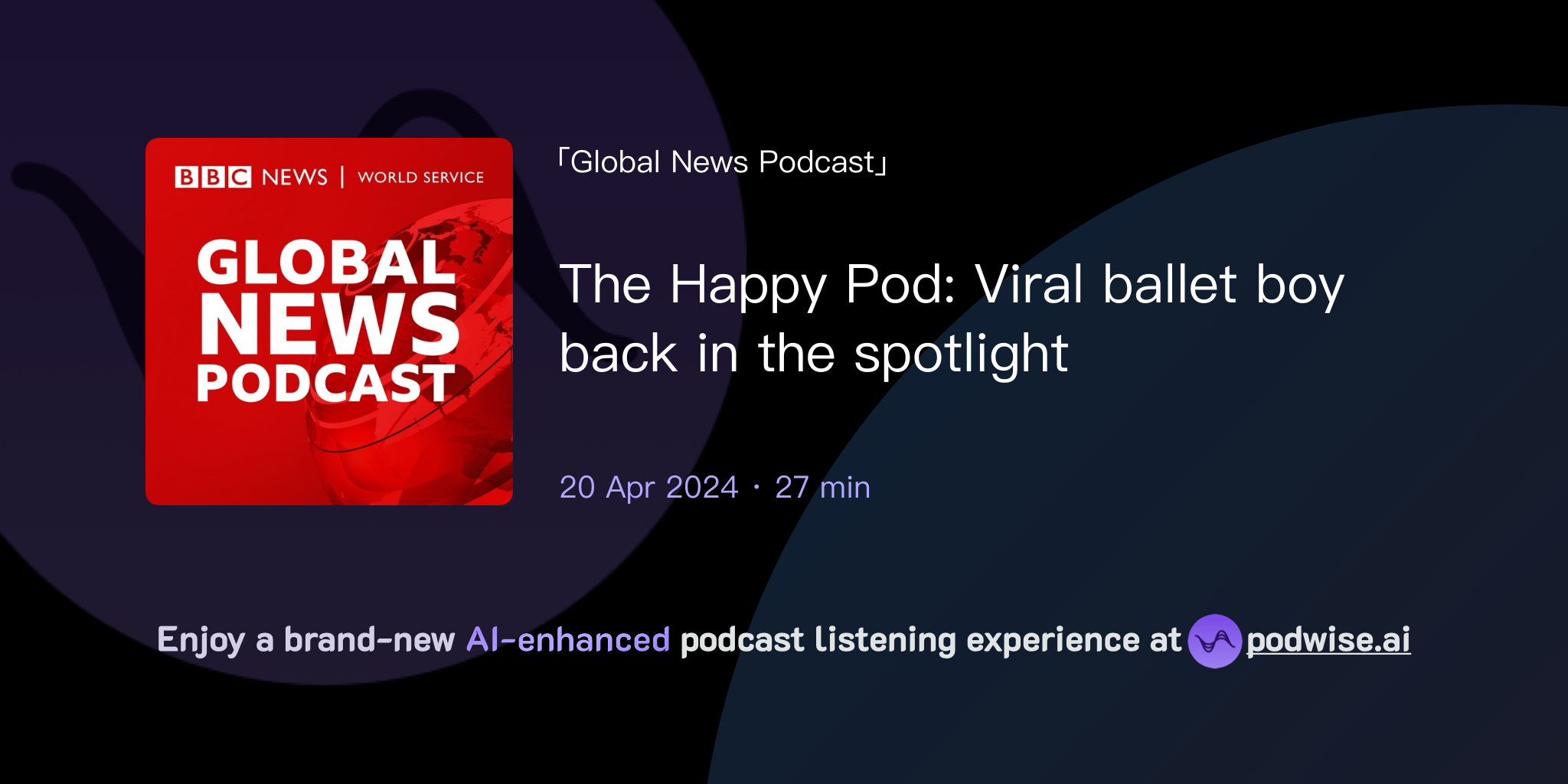 The Happy Pod: Viral ballet boy back in the spotlight | Global News ...