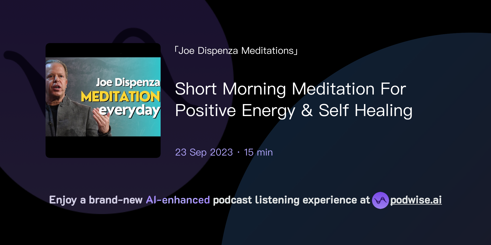 Short Morning Meditation For Positive Energy & Self Healing | Joe ...