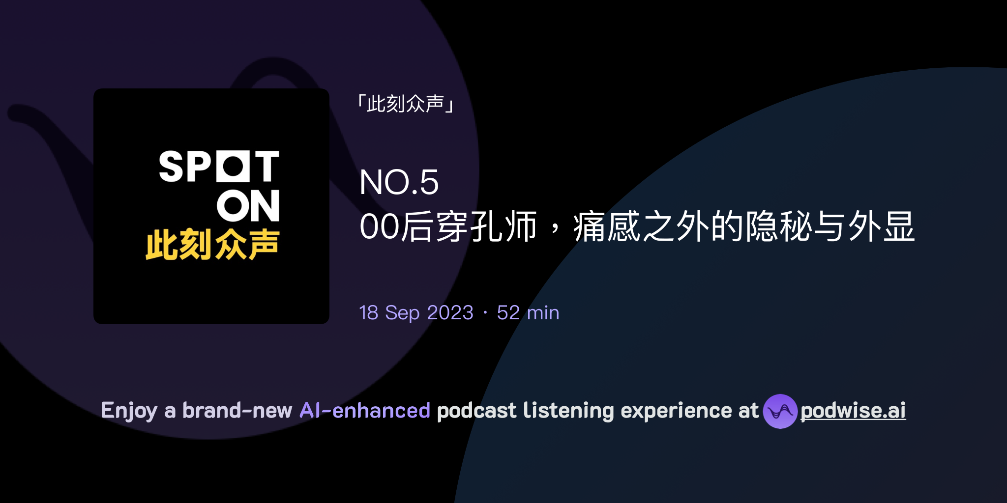 NO.5 00后穿孔师，痛感之外的隐秘与外显 | 此刻众声 | Podwise
