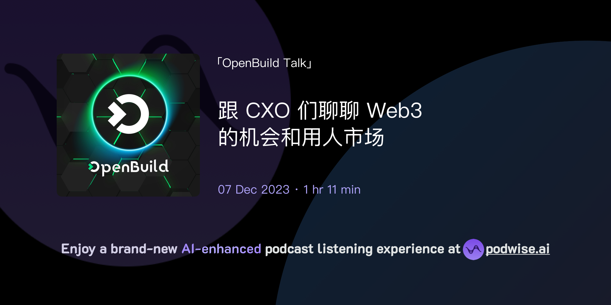 跟 CXO 们聊聊 Web3 的机会和用人市场 | OpenBuild Talk | Podwise