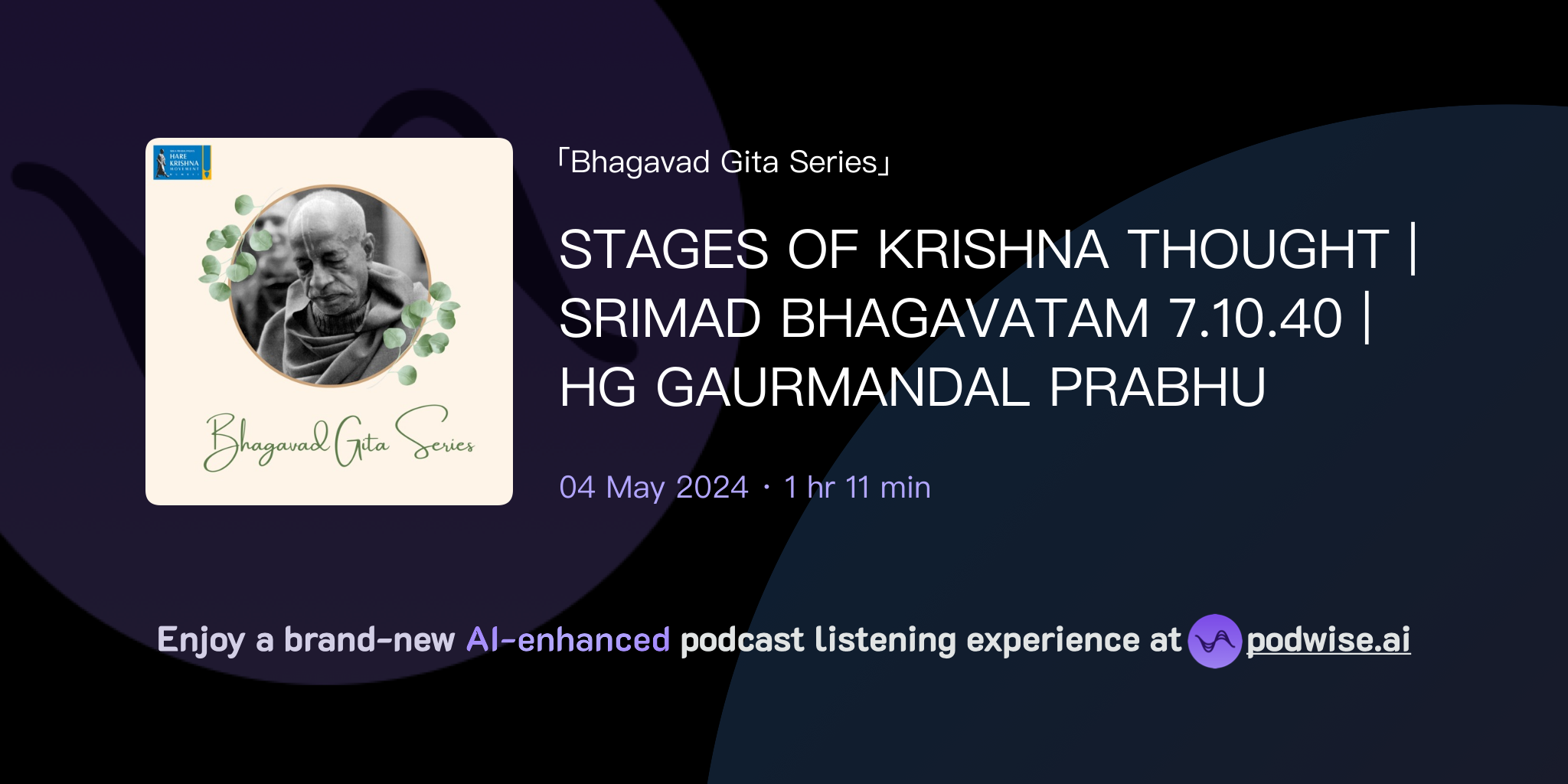 STAGES OF KRISHNA THOUGHT | SRIMAD BHAGAVATAM 7.10.40 | HG GAURMANDAL PRABHU | Bhagavad Gita ...