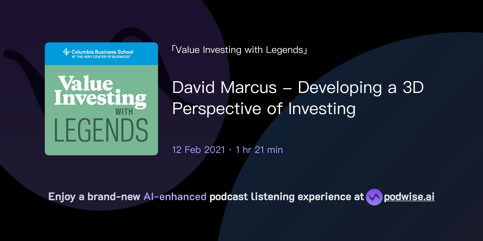 David Marcus - Developing a 3D Perspective of Investing | Value ...