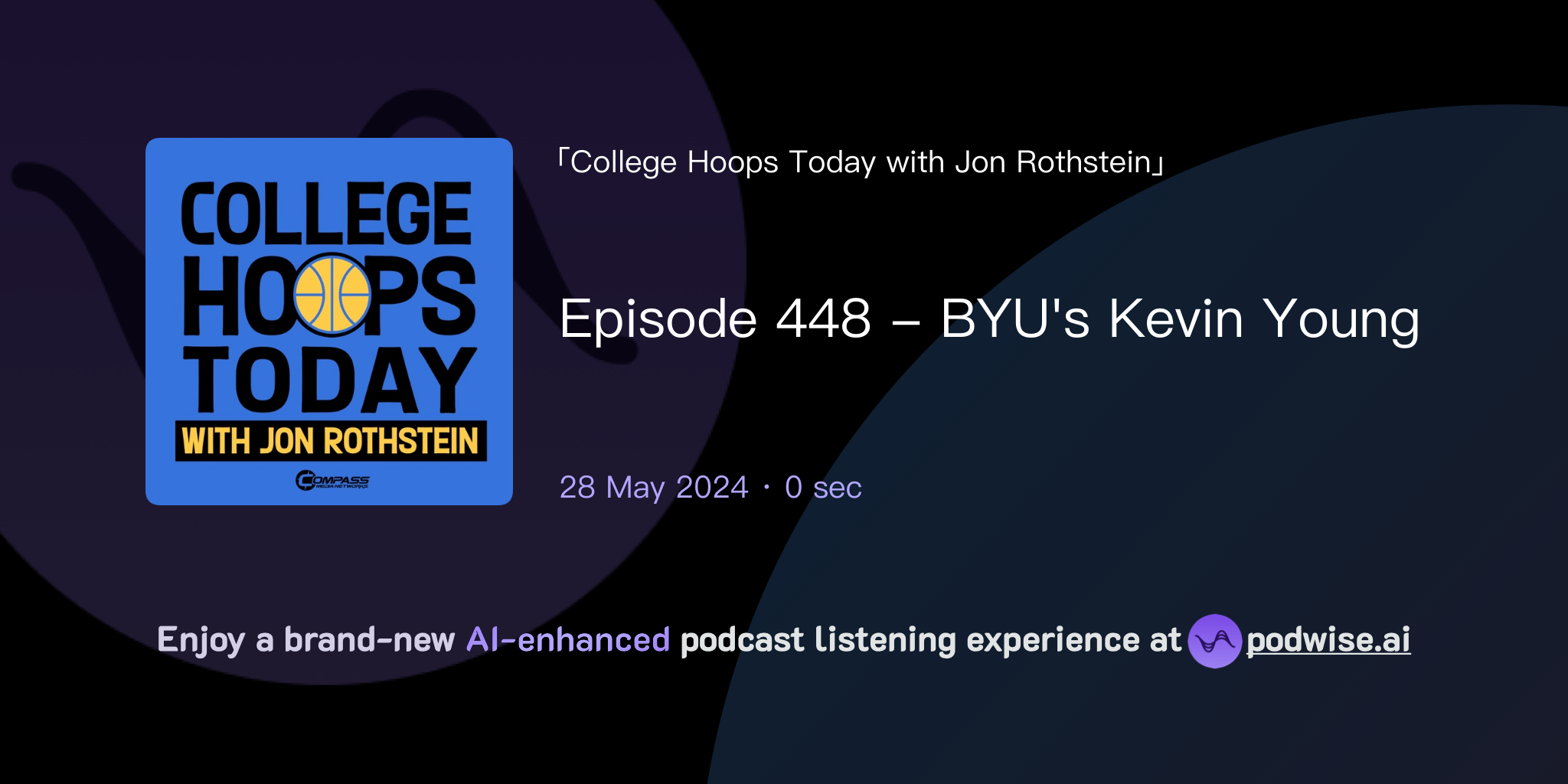 Episode 448 - BYU's Kevin Young | College Hoops Today with Jon Rothstein | Podwise
