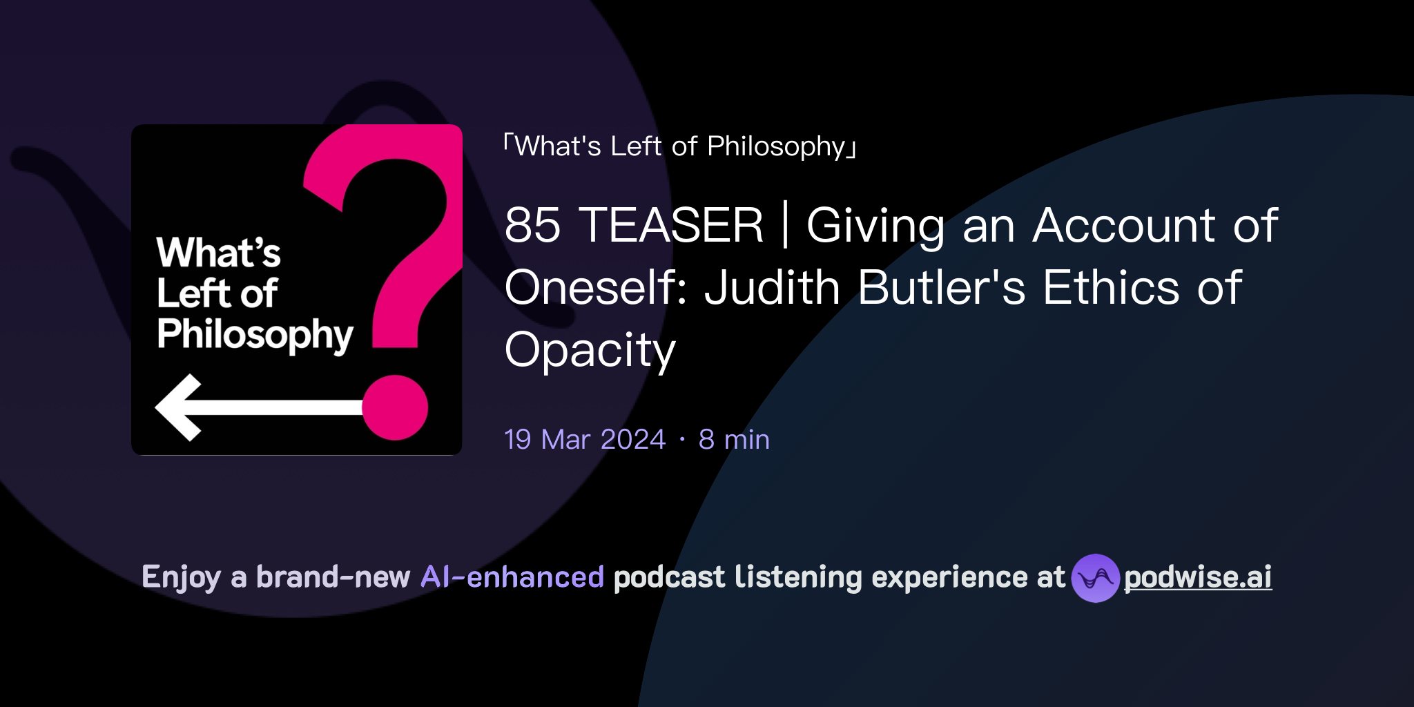 85 TEASER | Giving an Account of Oneself: Judith Butler's Ethics of ...