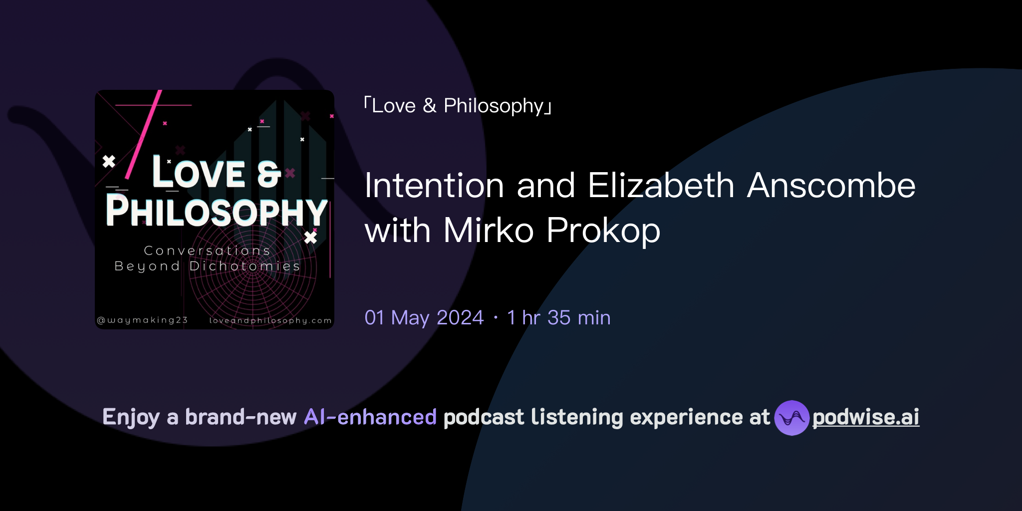 Intention and Elizabeth Anscombe with Mirko Prokop | Love & Philosophy ...