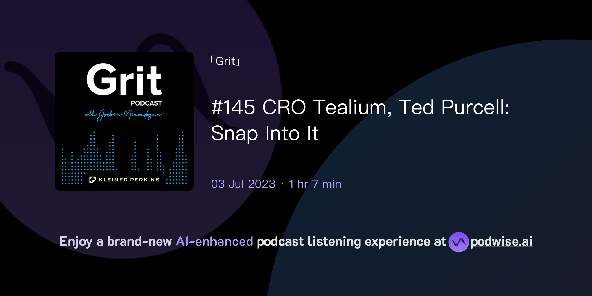 #145 CRO Tealium, Ted Purcell: Snap Into It | Grit | Podwise