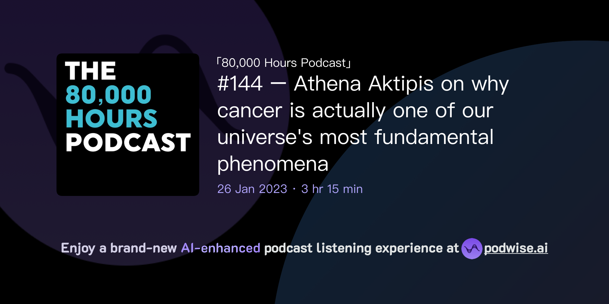 #144 – Athena Aktipis on why cancer is actually one of our universe's ...