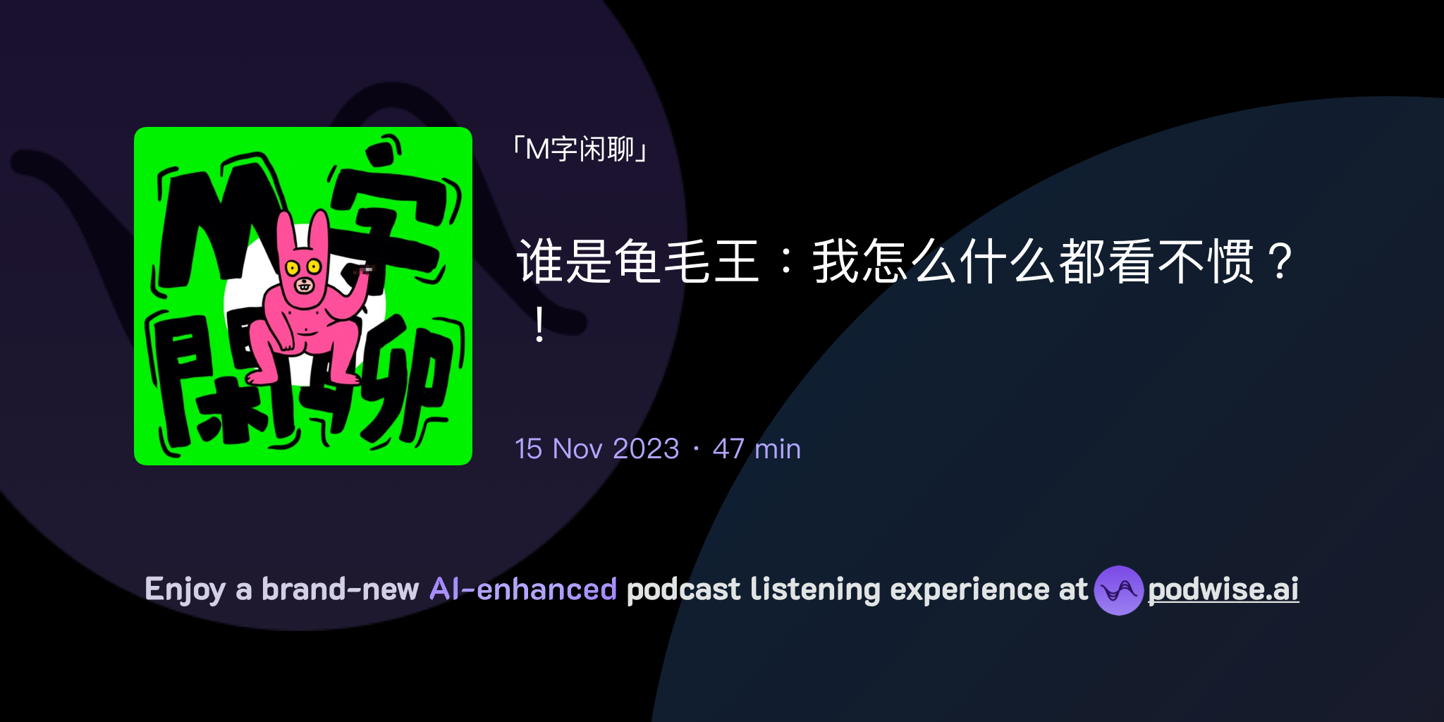 谁是龟毛王：我怎么什么都看不惯？！ | M字闲聊 | Podwise