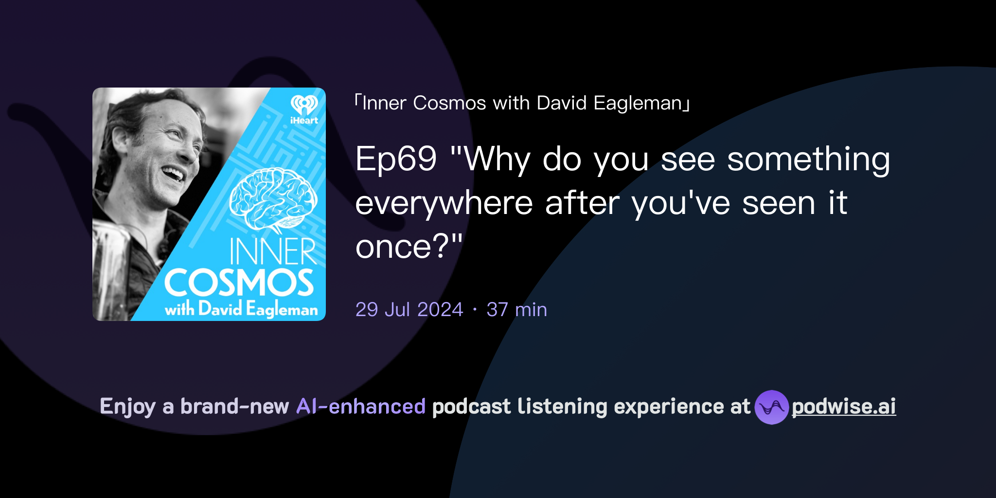 Ep69 "Why do you see something everywhere after you've seen it once?" | Inner Cosmos with David ...