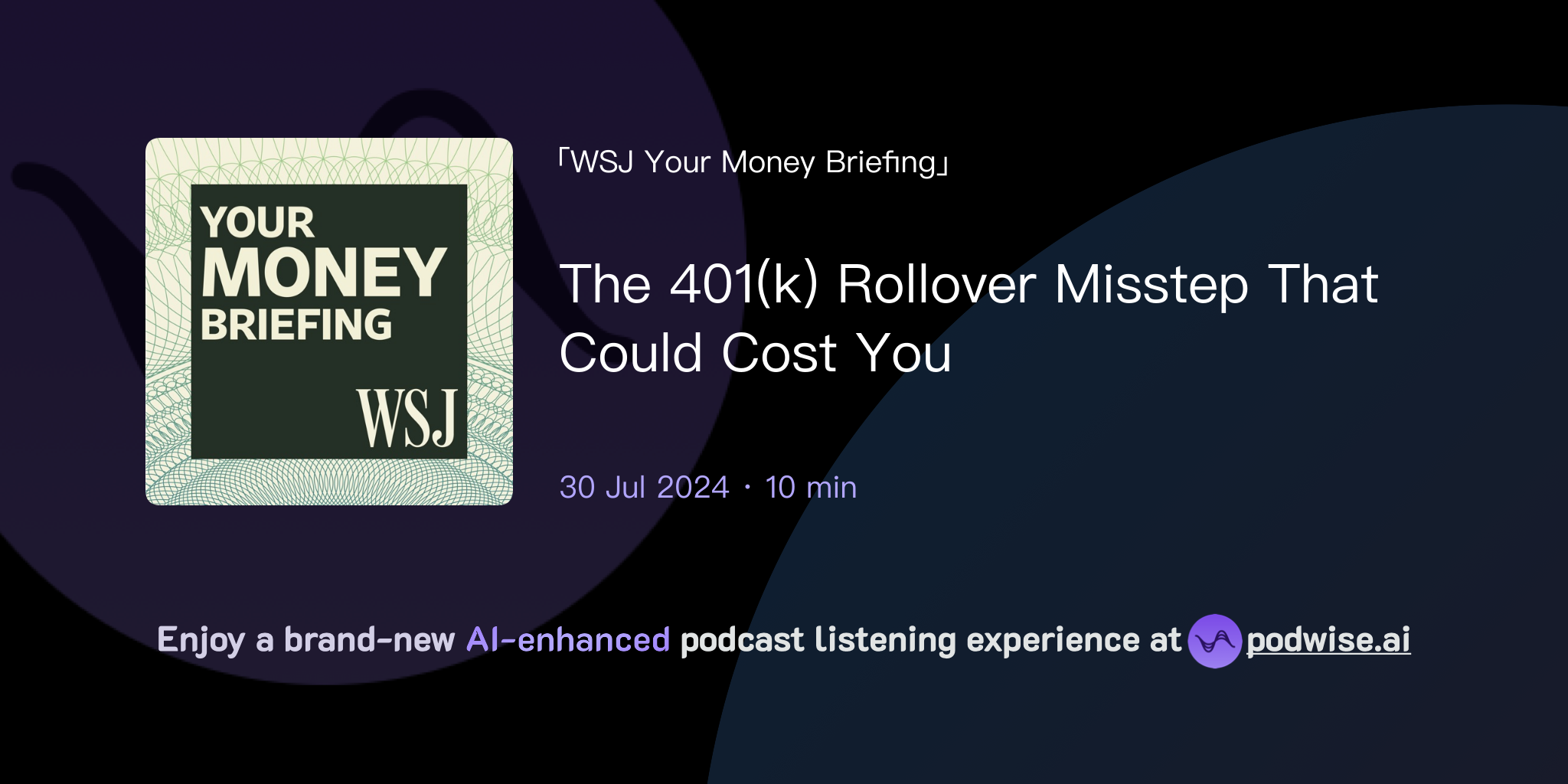 The 401(k) Rollover Misstep That Could Cost You | WSJ Your Money ...