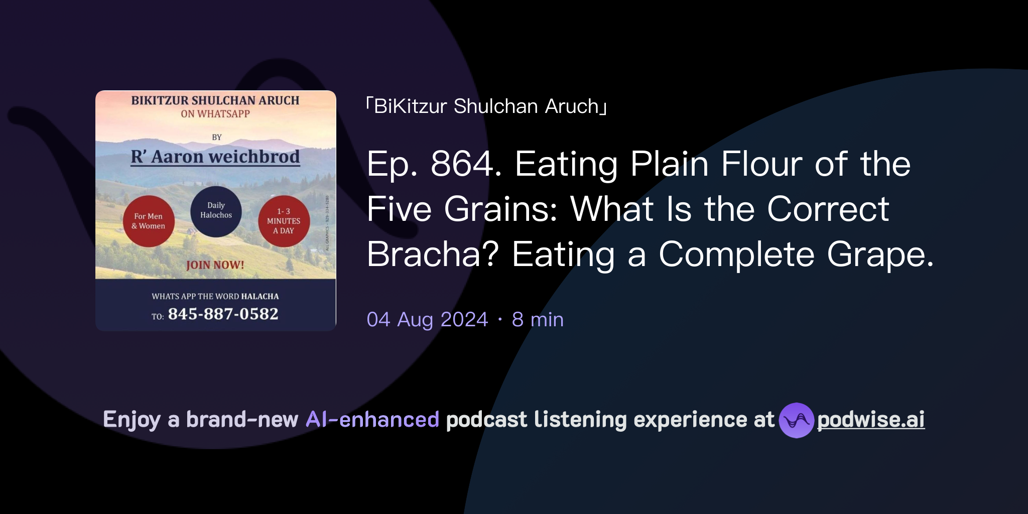 Ep. 864. Eating Plain Flour of the Five Grains: What Is the Correct ...