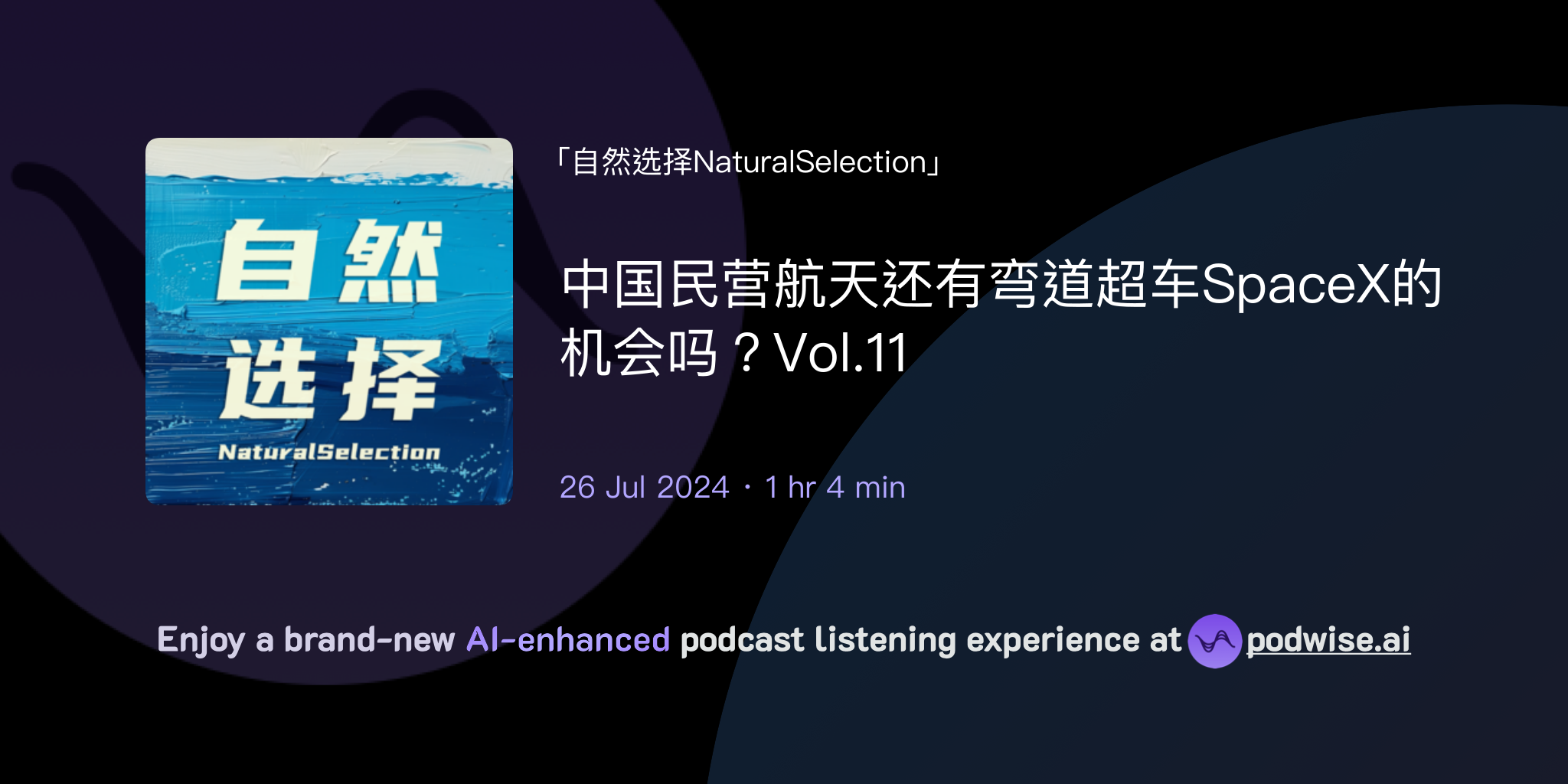 中国民营航天还有弯道超车SpaceX的机会吗？Vol.11 | 自然选择NaturalSelection | Podwise