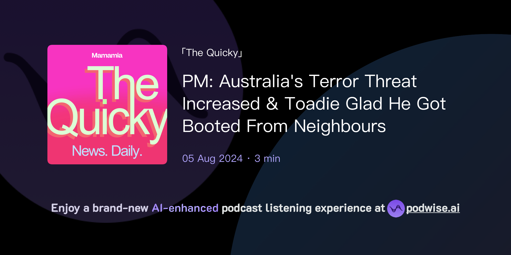 PM: Australia's Terror Threat Increased & Toadie Glad He Got Booted ...