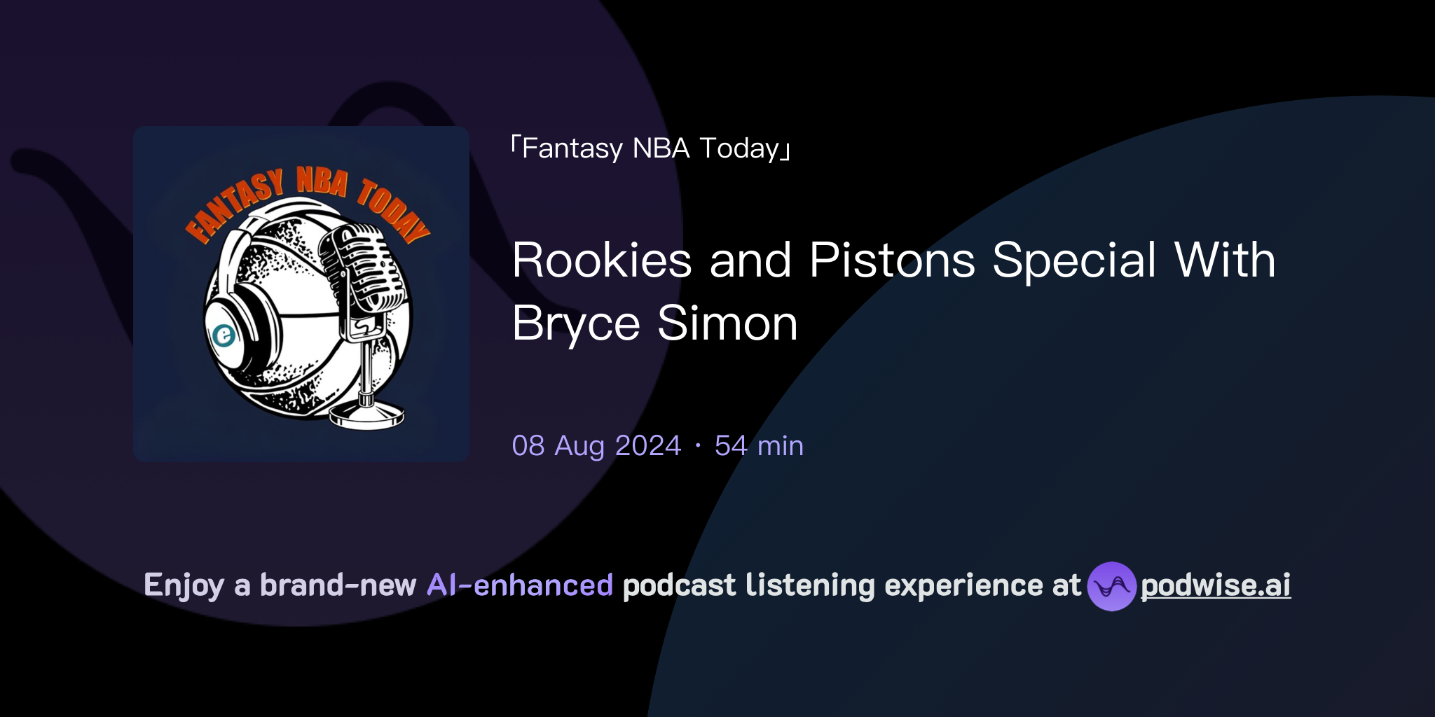 Rookies and Pistons Special With Bryce Simon | Fantasy NBA Today | Podwise