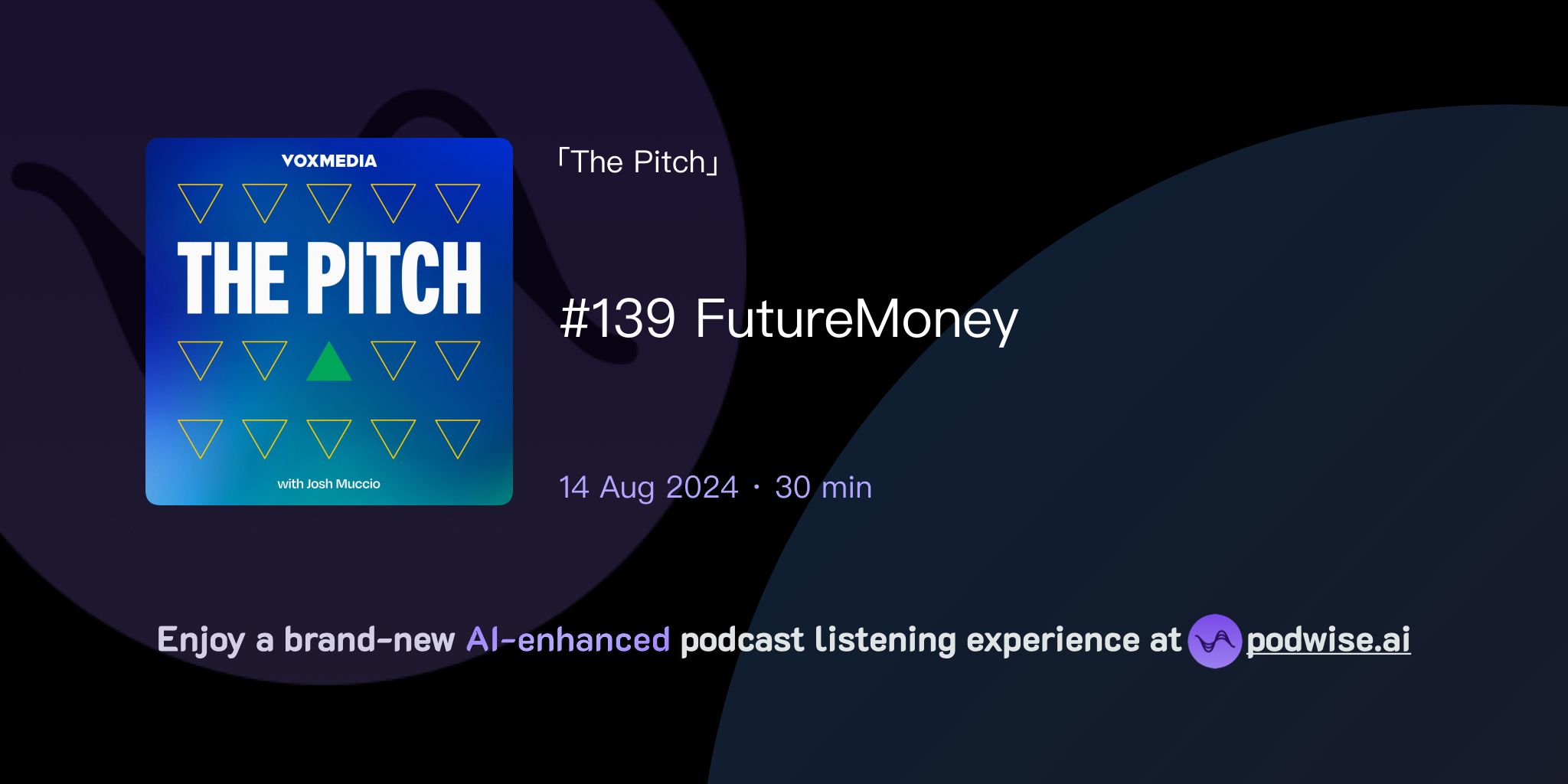 #139 FutureMoney | The Pitch | Podwise