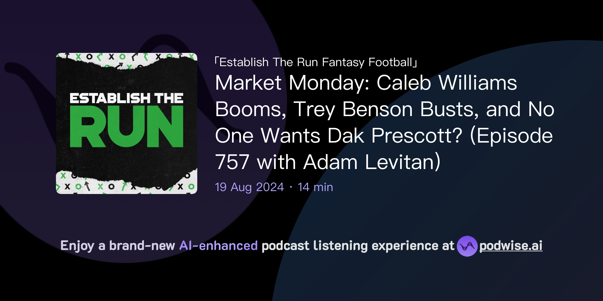 Market Monday: Caleb Williams Booms, Trey Benson Busts, and No One Wants Dak Prescott? (Episode ...