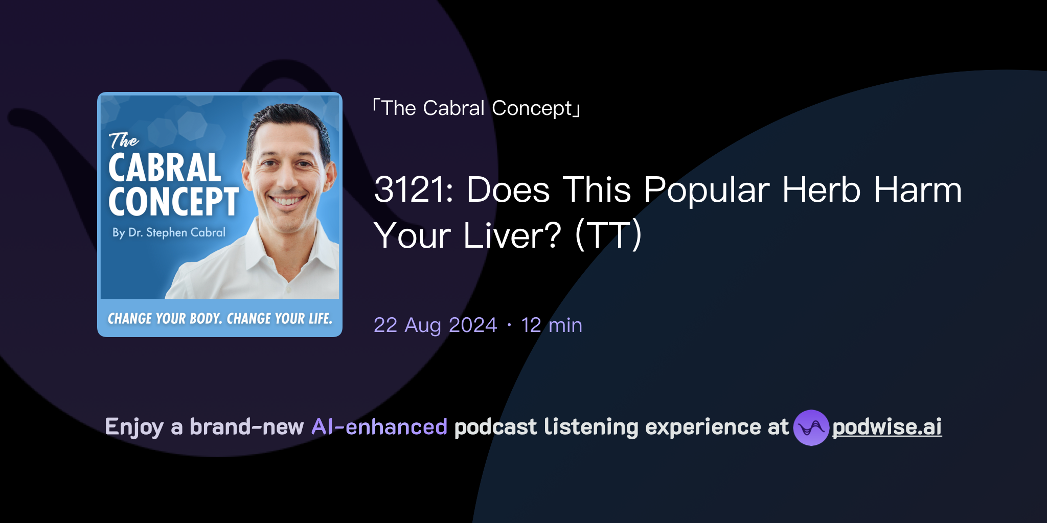 3121: Does This Popular Herb Harm Your Liver? (TT) | The Cabral Concept | Podwise