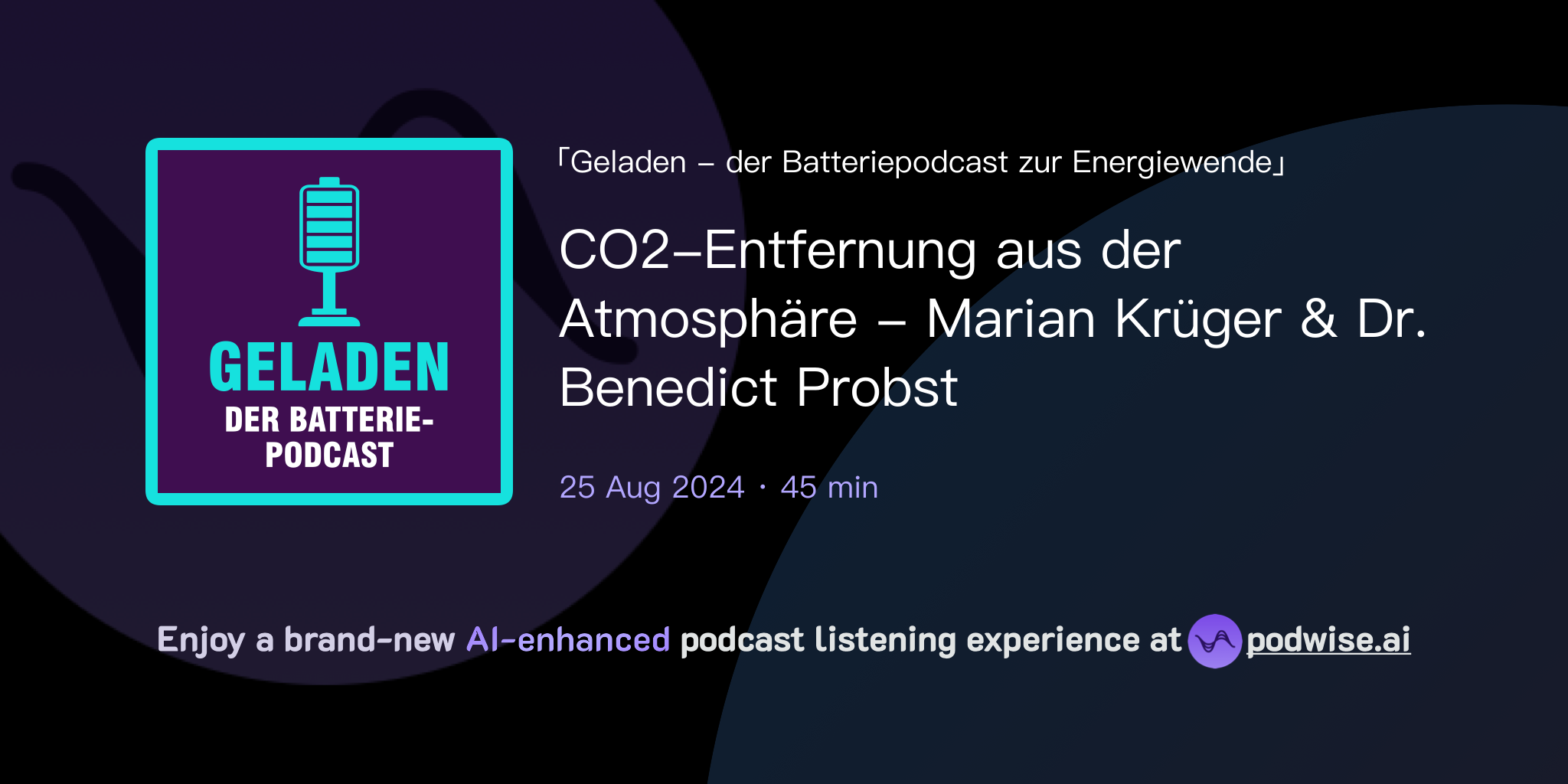 CO2-Entfernung aus der Atmosphäre - Marian Krüger & Dr. Benedict Probst | Geladen - der ...