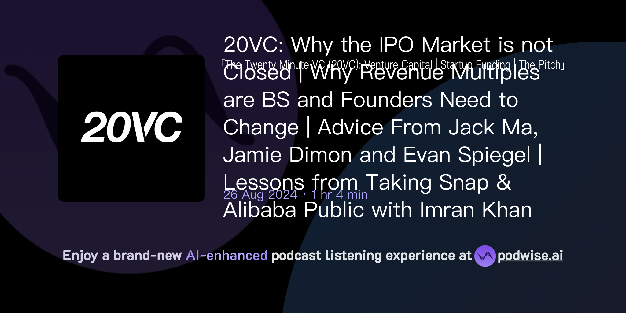 20VC: Why the IPO Market is not Closed | Why Revenue Multiples are BS and Founders Need to ...