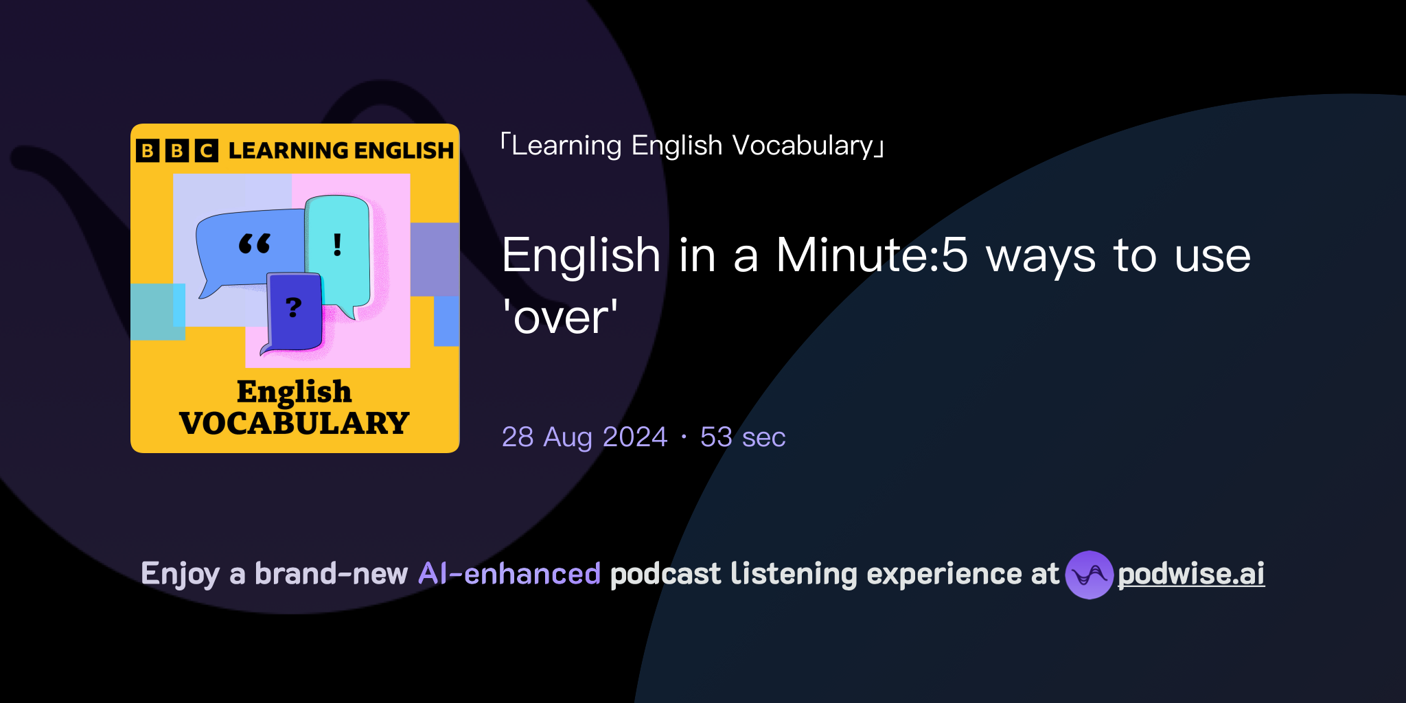 English in a Minute:5 ways to use 'over' | Learning English Vocabulary ...