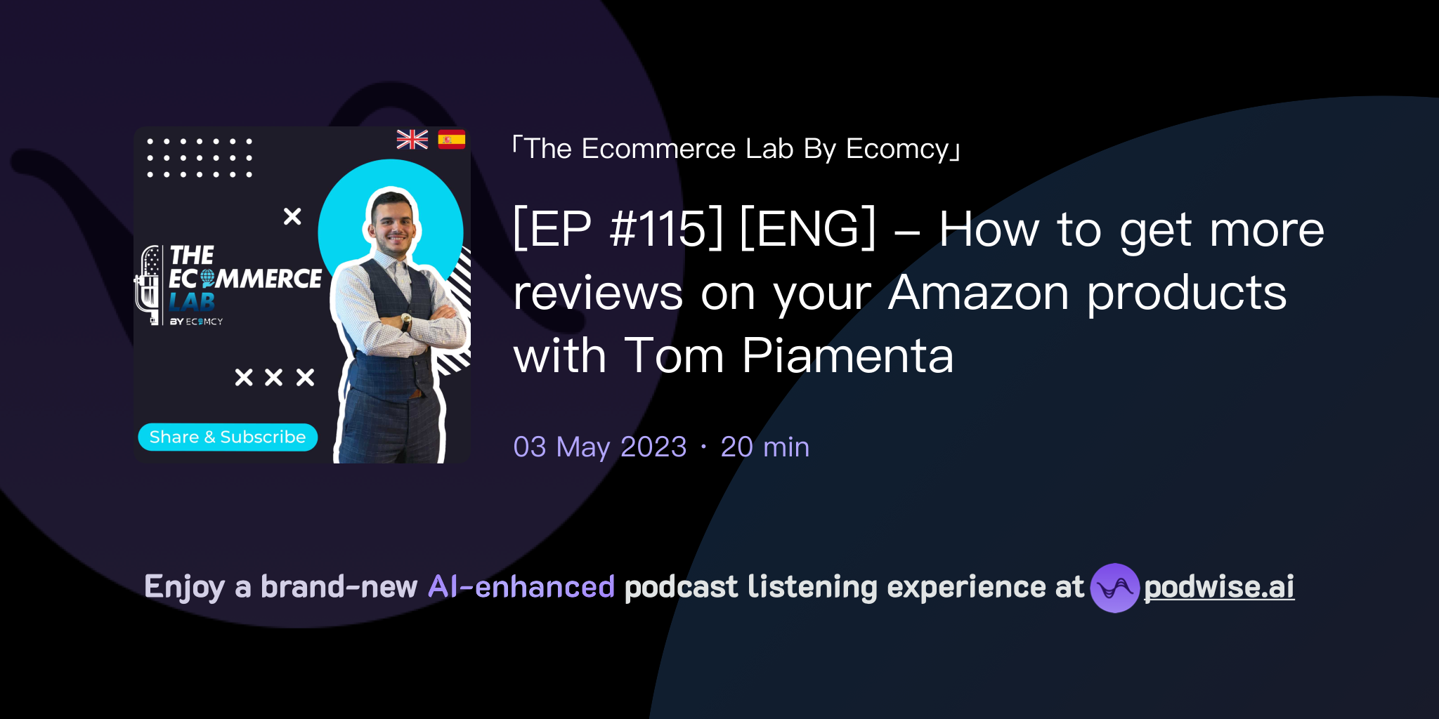 [EP #115] [ENG] - How to get more reviews on your Amazon products with Tom Piamenta | The ...