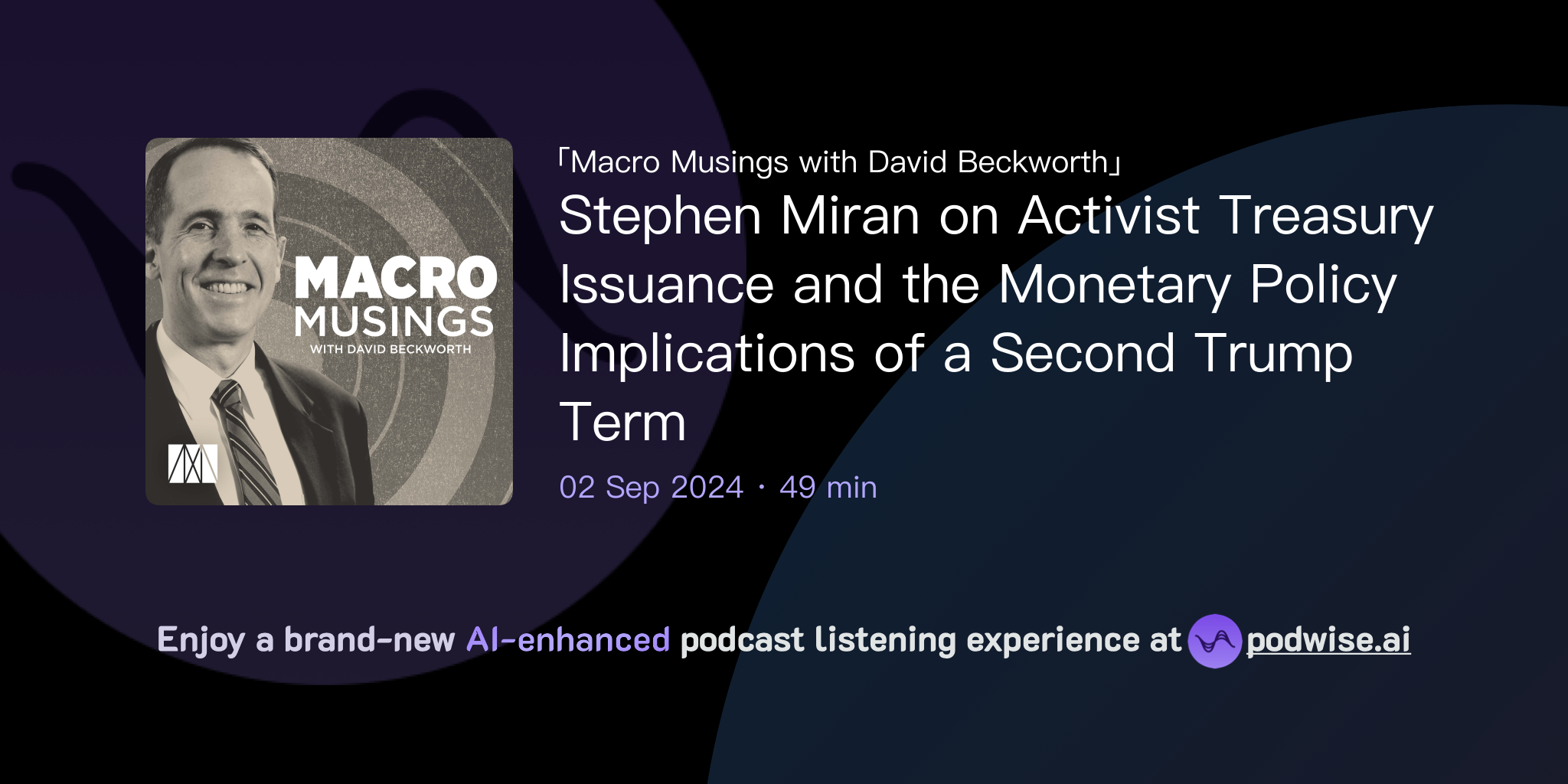 Stephen Miran on Activist Treasury Issuance and the Monetary Policy ...