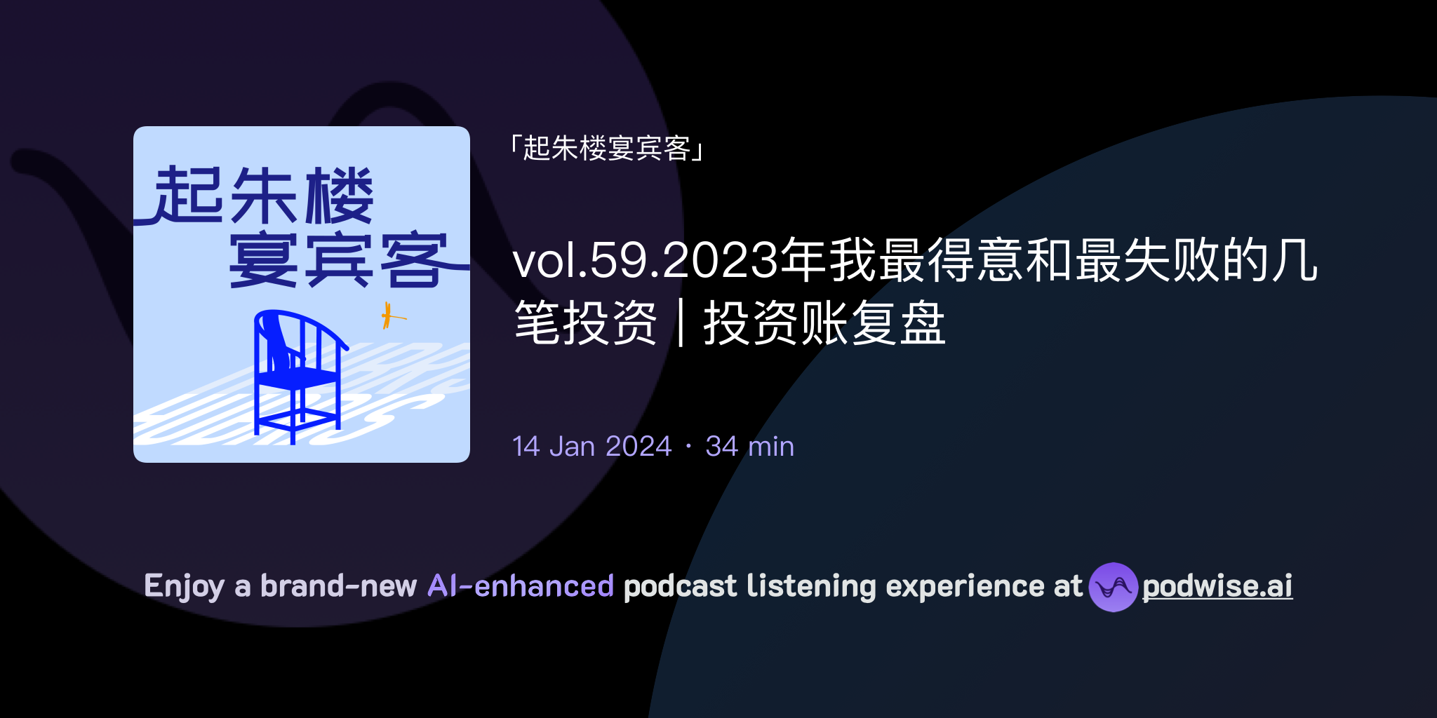 vol.59.2023年我最得意和最失败的几笔投资 | 投资账复盘 | 起朱楼宴宾客 | Podwise
