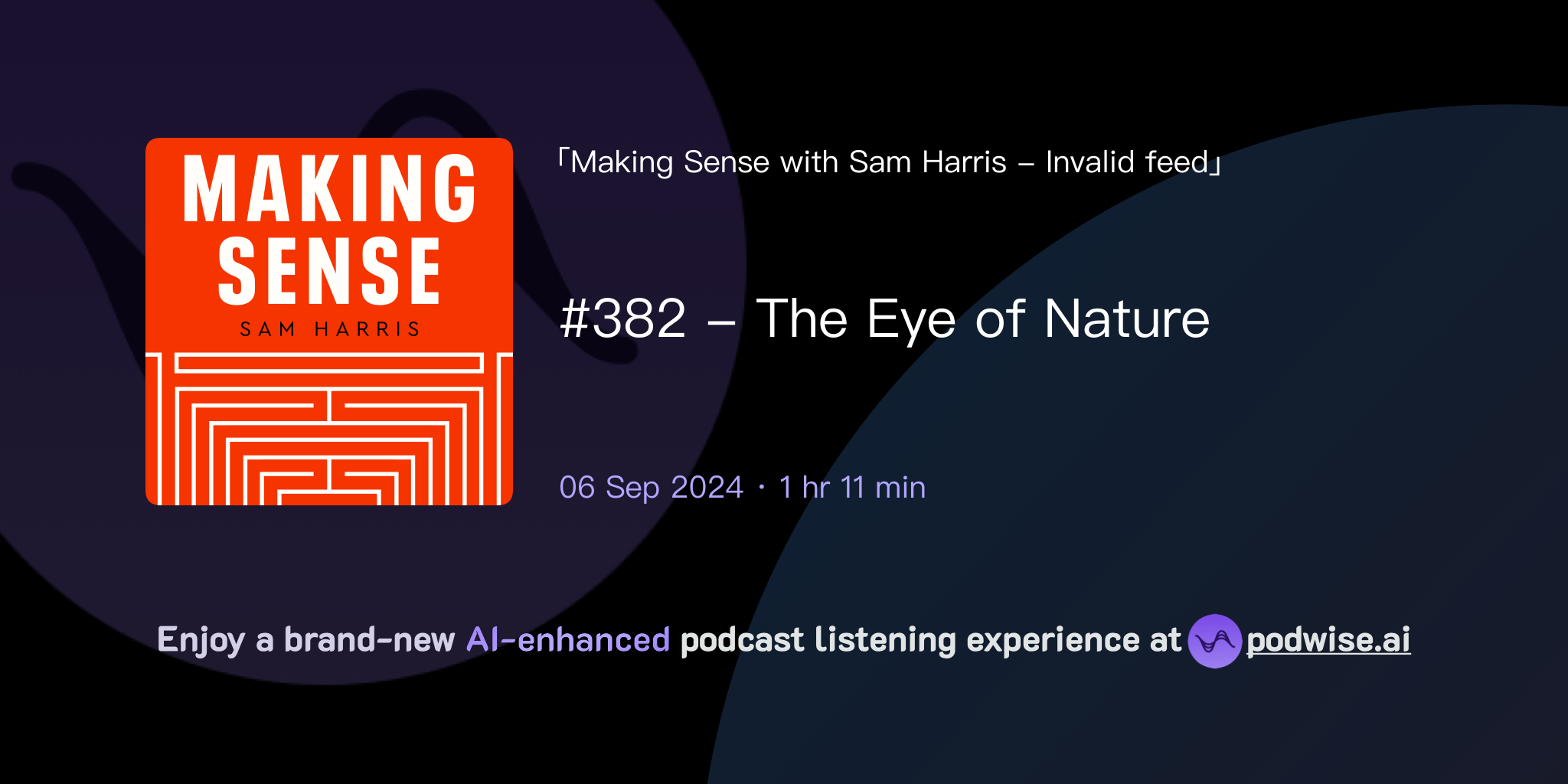 #382 - The Eye of Nature | Making Sense with Sam Harris - Invalid feed ...