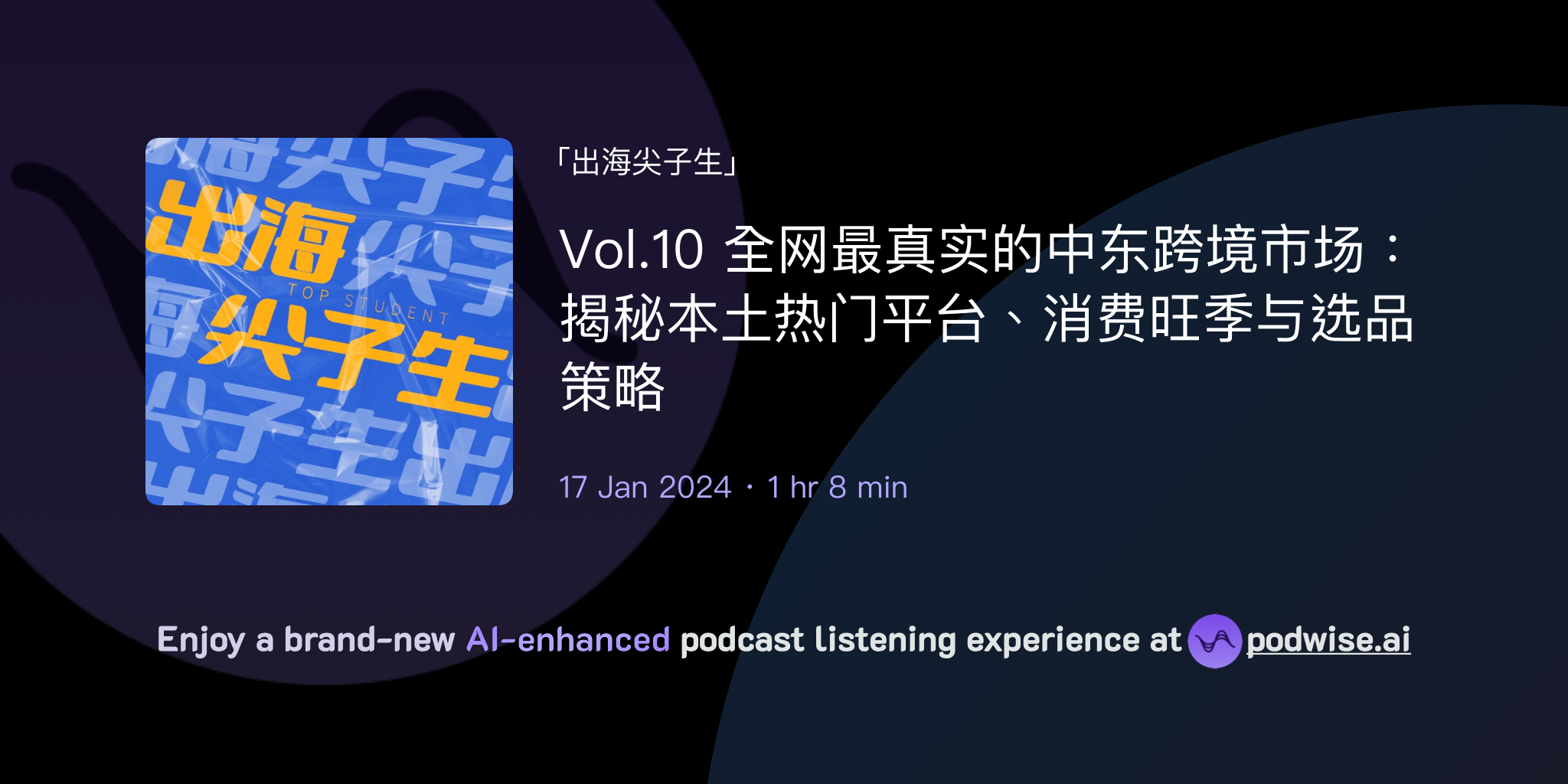 Vol.10 全网最真实的中东跨境市场：揭秘本土热门平台、消费旺季与选品策略 | 出海尖子生 | Podwise