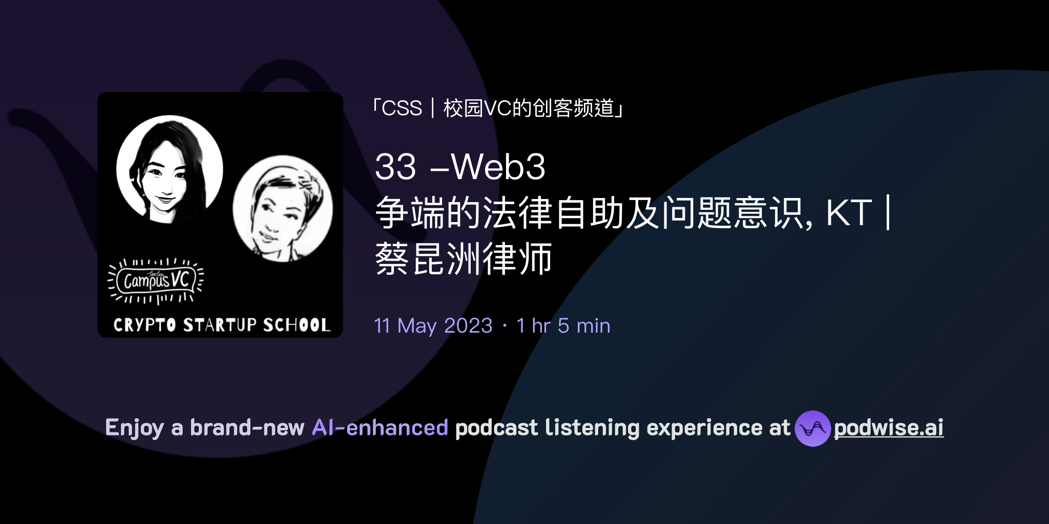 33 -Web3 争端的法律自助及问题意识, KT | 蔡昆洲律师 | CSS｜校园VC的创客频道 | Podwise