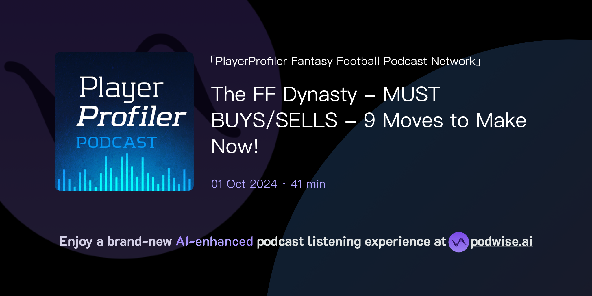 The FF Dynasty - MUST BUYS/SELLS - 9 Moves to Make Now! | PlayerProfiler Fantasy Football ...