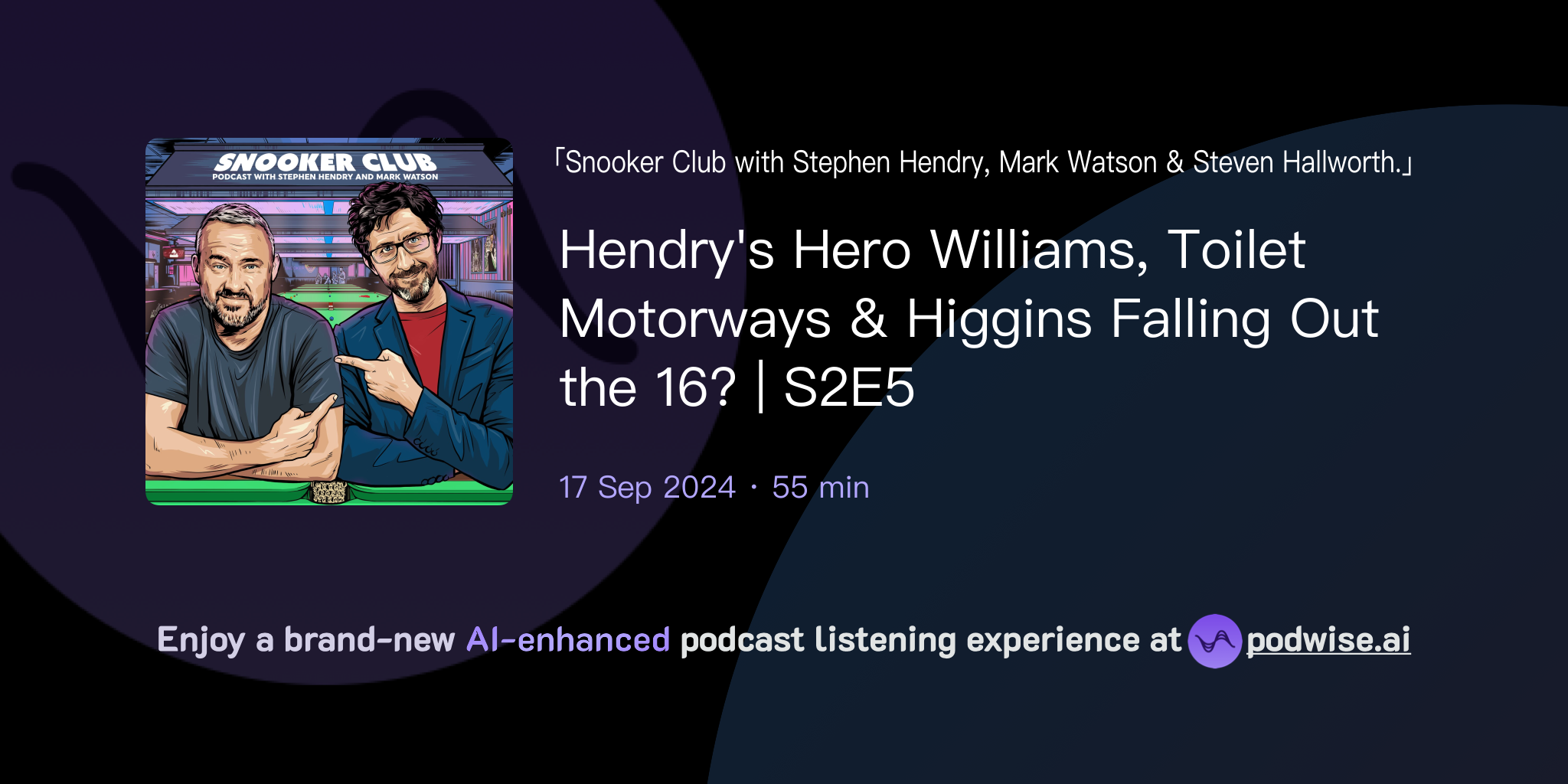Hendry's Hero Williams, Toilet Motorways & Higgins Falling Out the 16? | S2E5 | Snooker Club ...