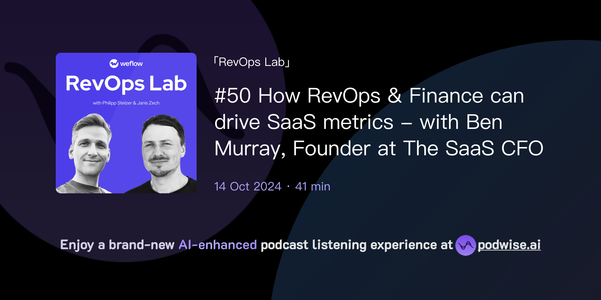 #50 How RevOps & Finance can drive SaaS metrics - with Ben Murray ...