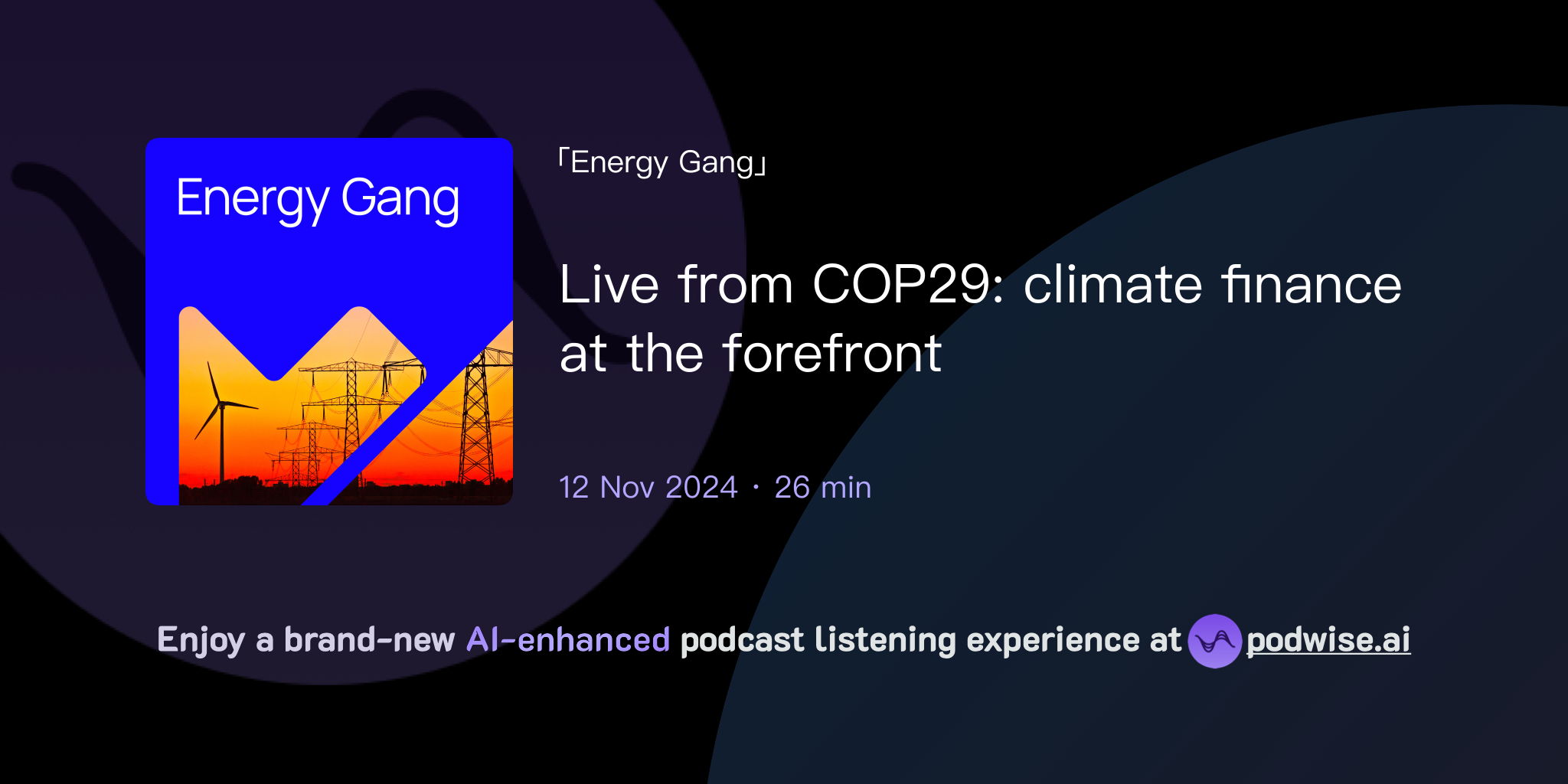 Live from COP29: climate finance at the forefront | Energy Gang | Podwise