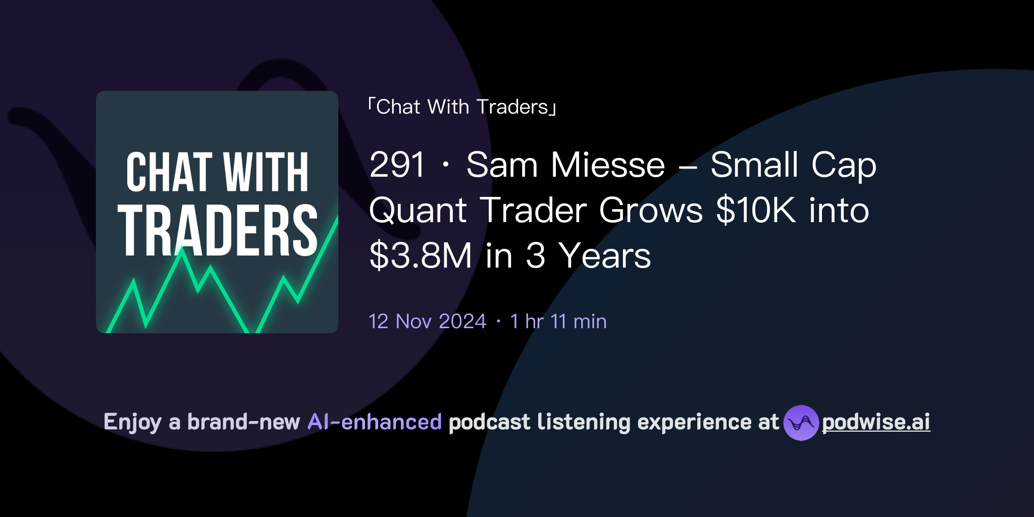 291 · Sam Miesse - Small Cap Quant Trader Grows $10K into $3.8M in 3 ...