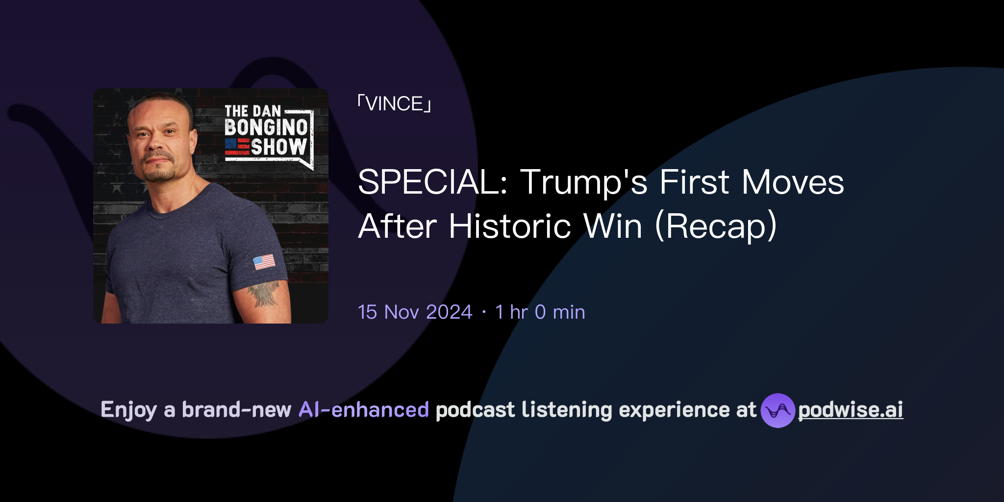 SPECIAL: Trump's First Moves After Historic Win (Recap) | The Dan Bongino Show | Podwise