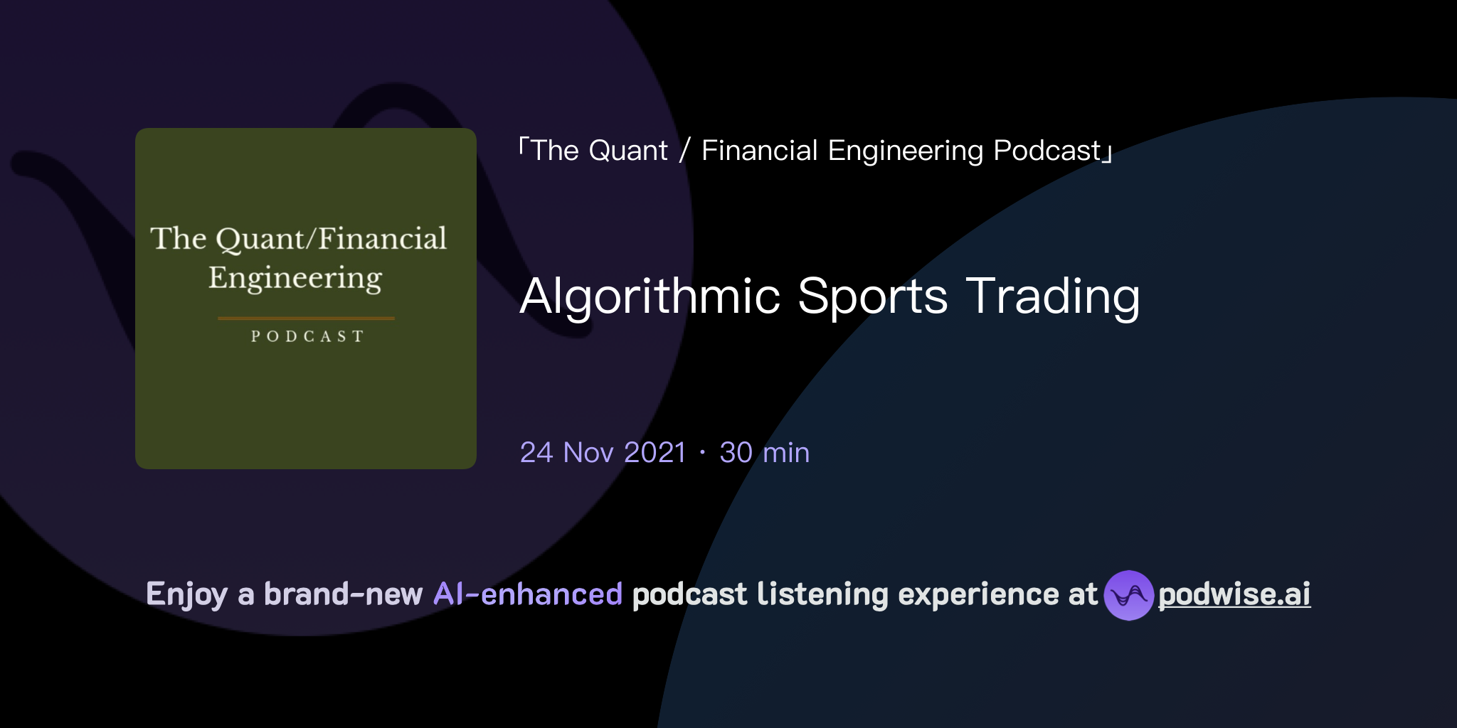 Algorithmic Sports Trading | The Quant / Financial Engineering Podcast ...