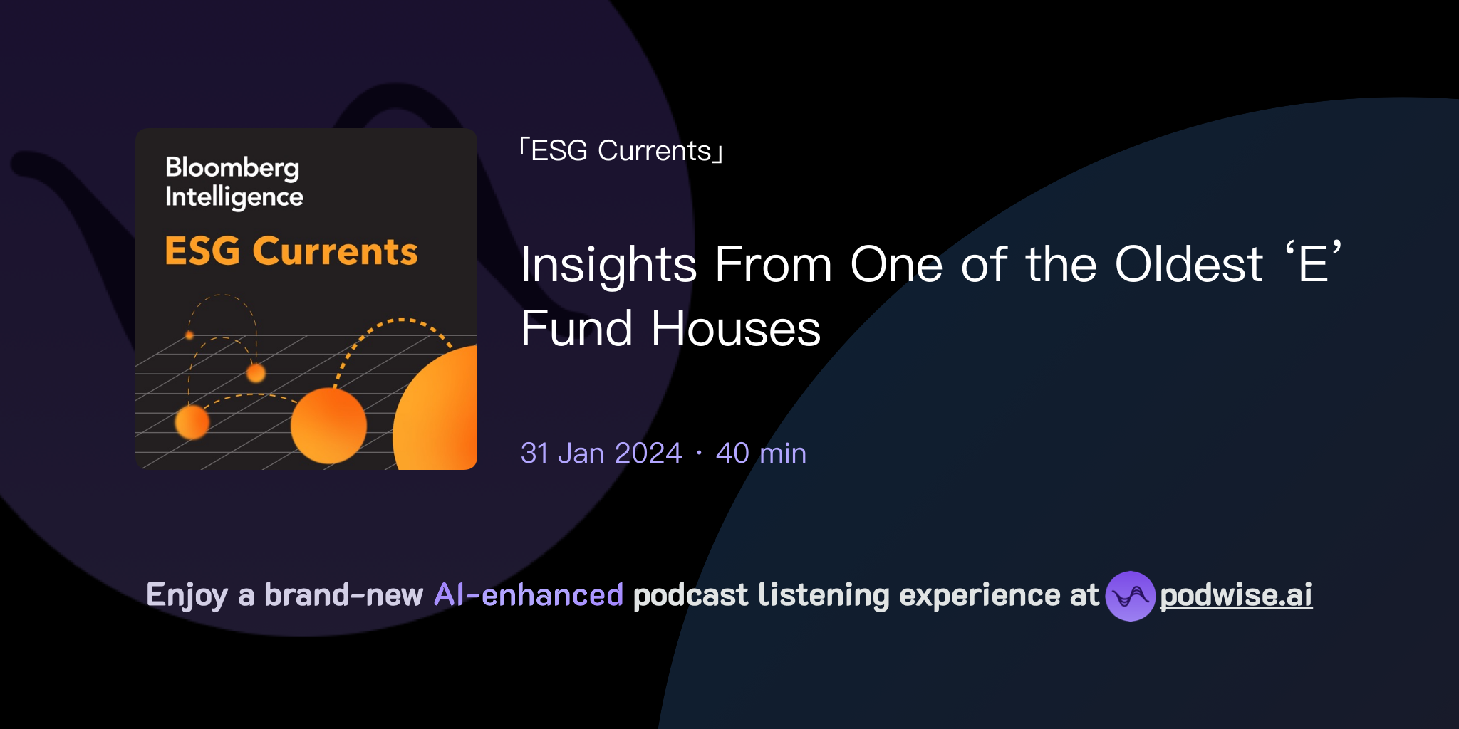 Insights From One of the Oldest ‘E’ Fund Houses | ESG Currents | Podwise