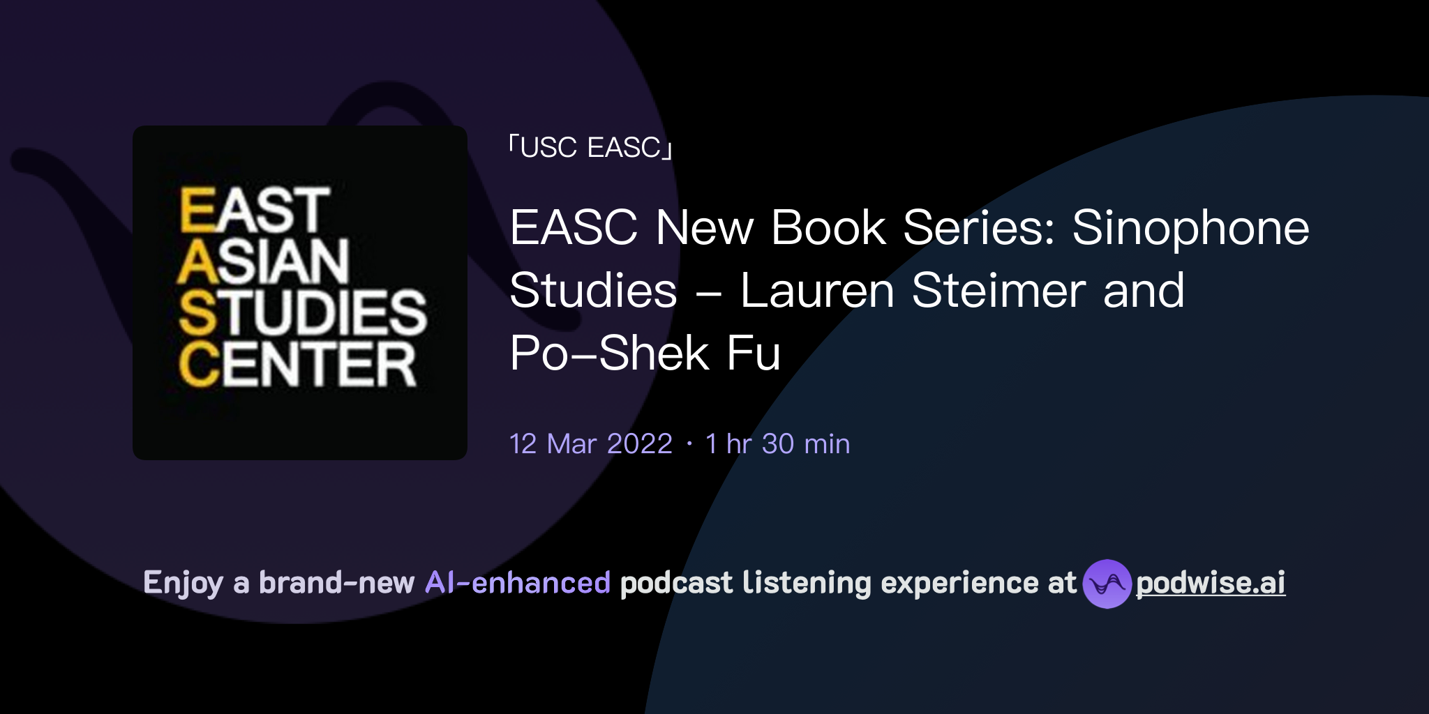 EASC New Book Series: Sinophone Studies - Lauren Steimer and Po-Shek Fu ...