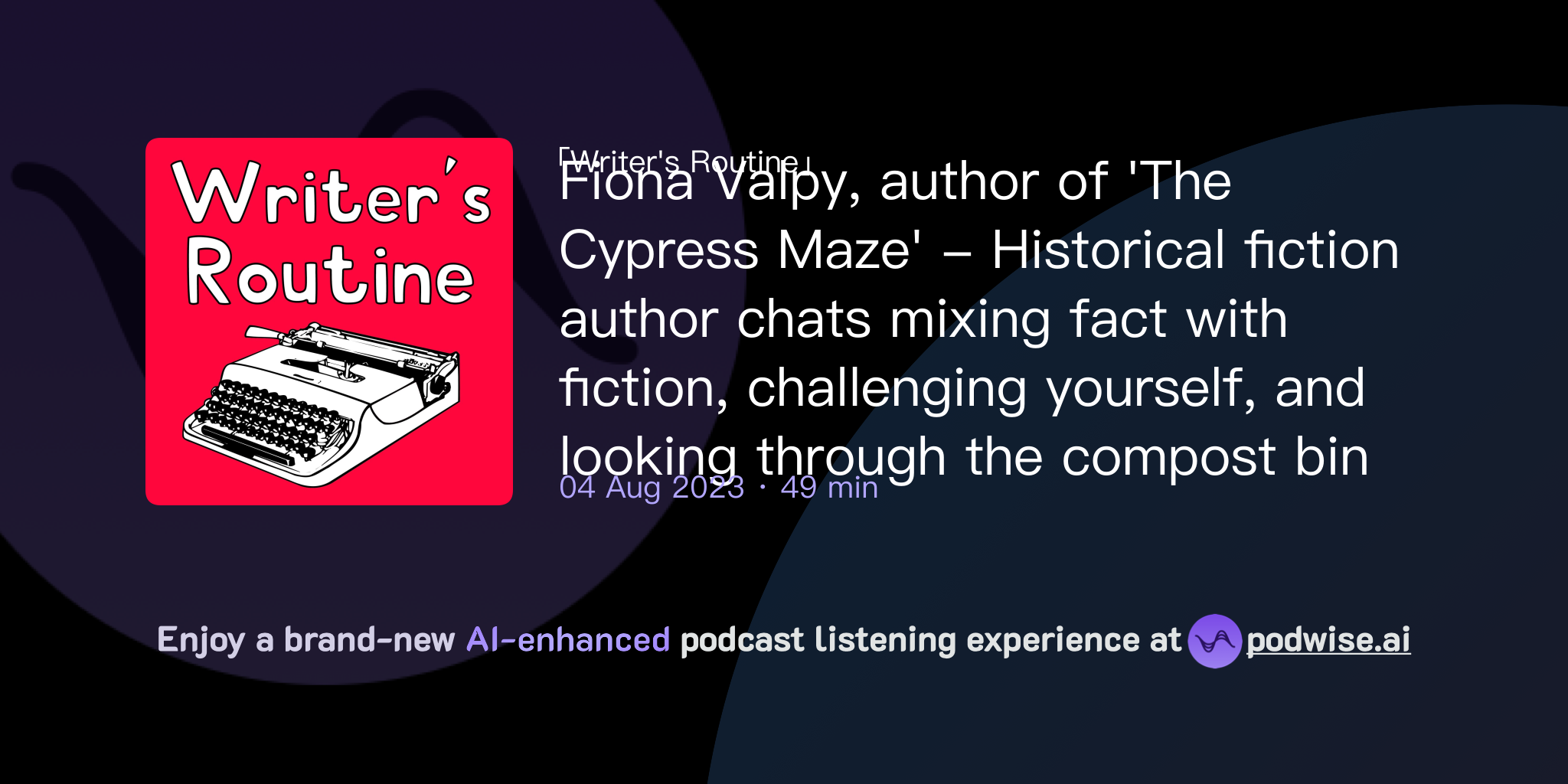 Fiona Valpy, author of 'The Cypress Maze' - Historical fiction author chats mixing fact with ...