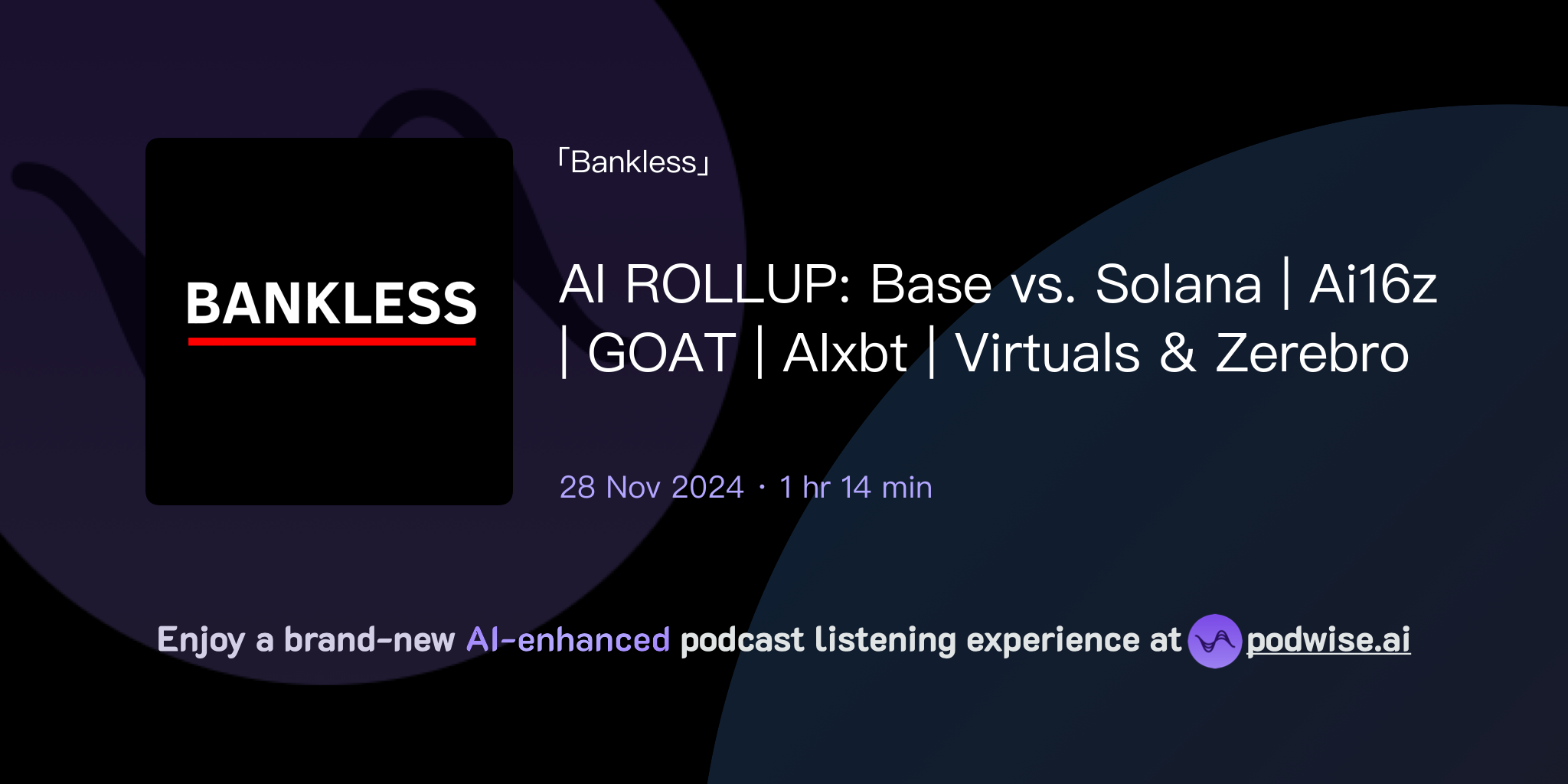 AI ROLLUP: Base vs. Solana | Ai16z | GOAT | AIxbt | Virtuals & Zerebro | Bankless | Podwise