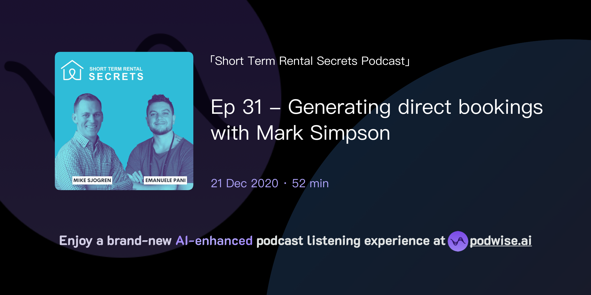Ep 31 - Generating direct bookings with Mark Simpson | Short Term Rental Secrets Podcast | Podwise
