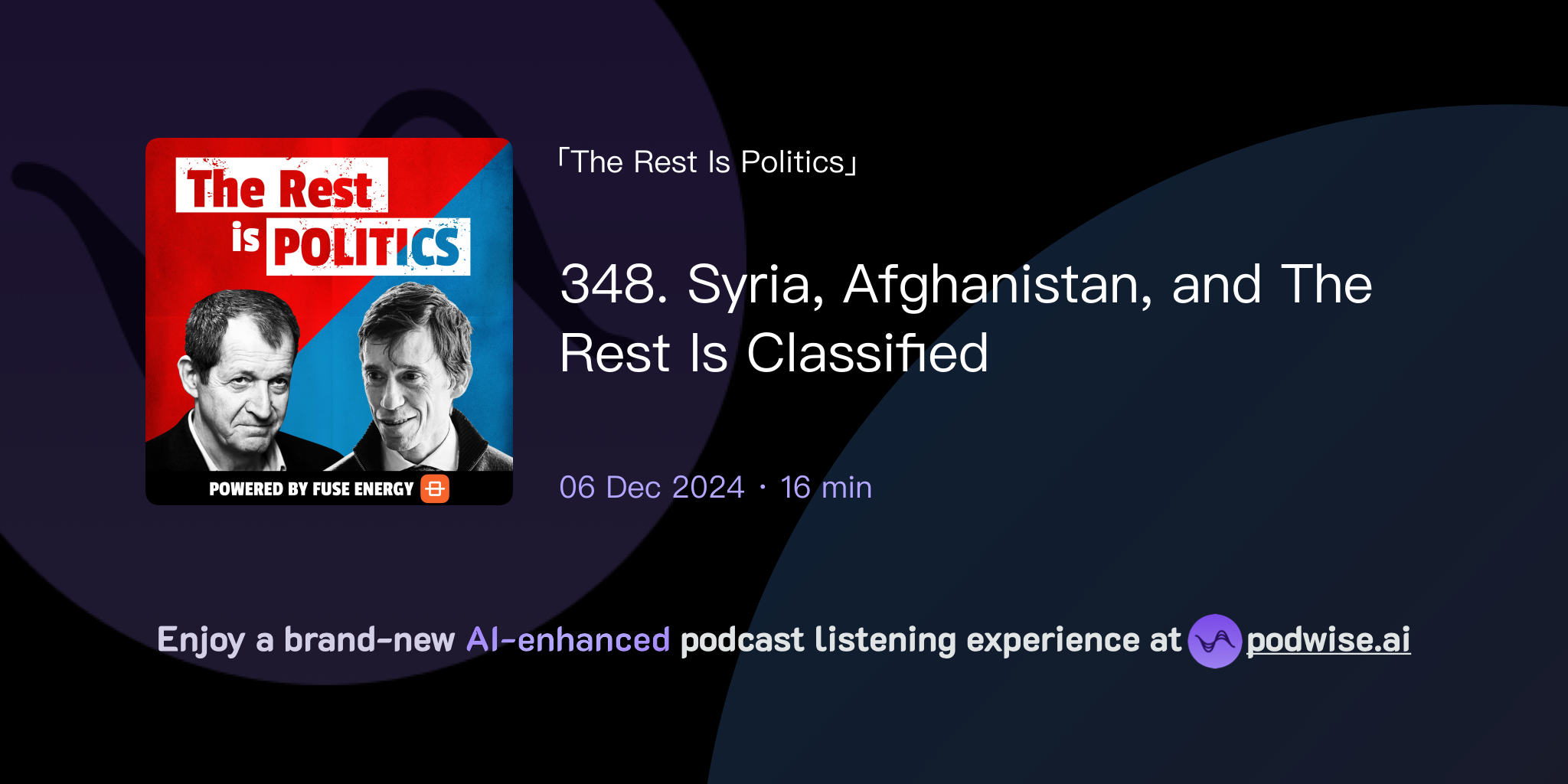 348. Syria, Afghanistan, and The Rest Is Classified | The Rest Is ...